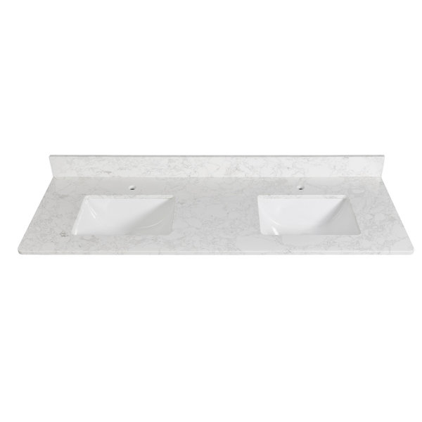 Koville Guein 61" Quartz Double Bathroom Vanity Top with Sink | Wayfair