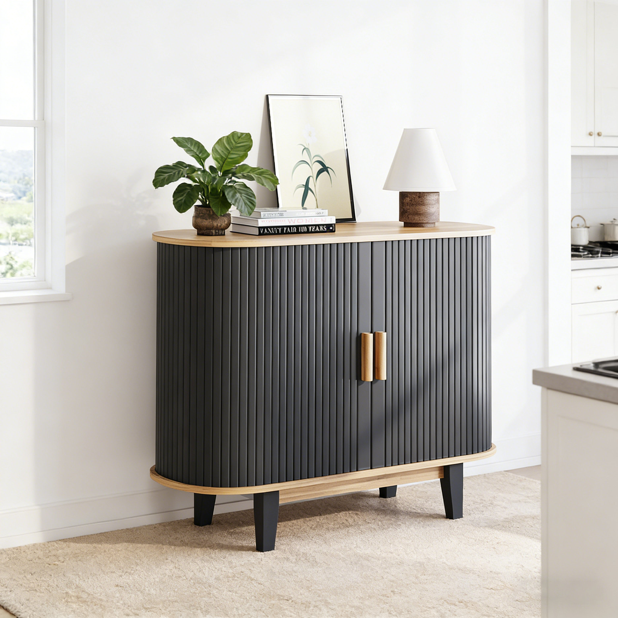 Ebern Designs 40'' Fluted Sideboard Buffer Cabinet, Storage Cabinet ...