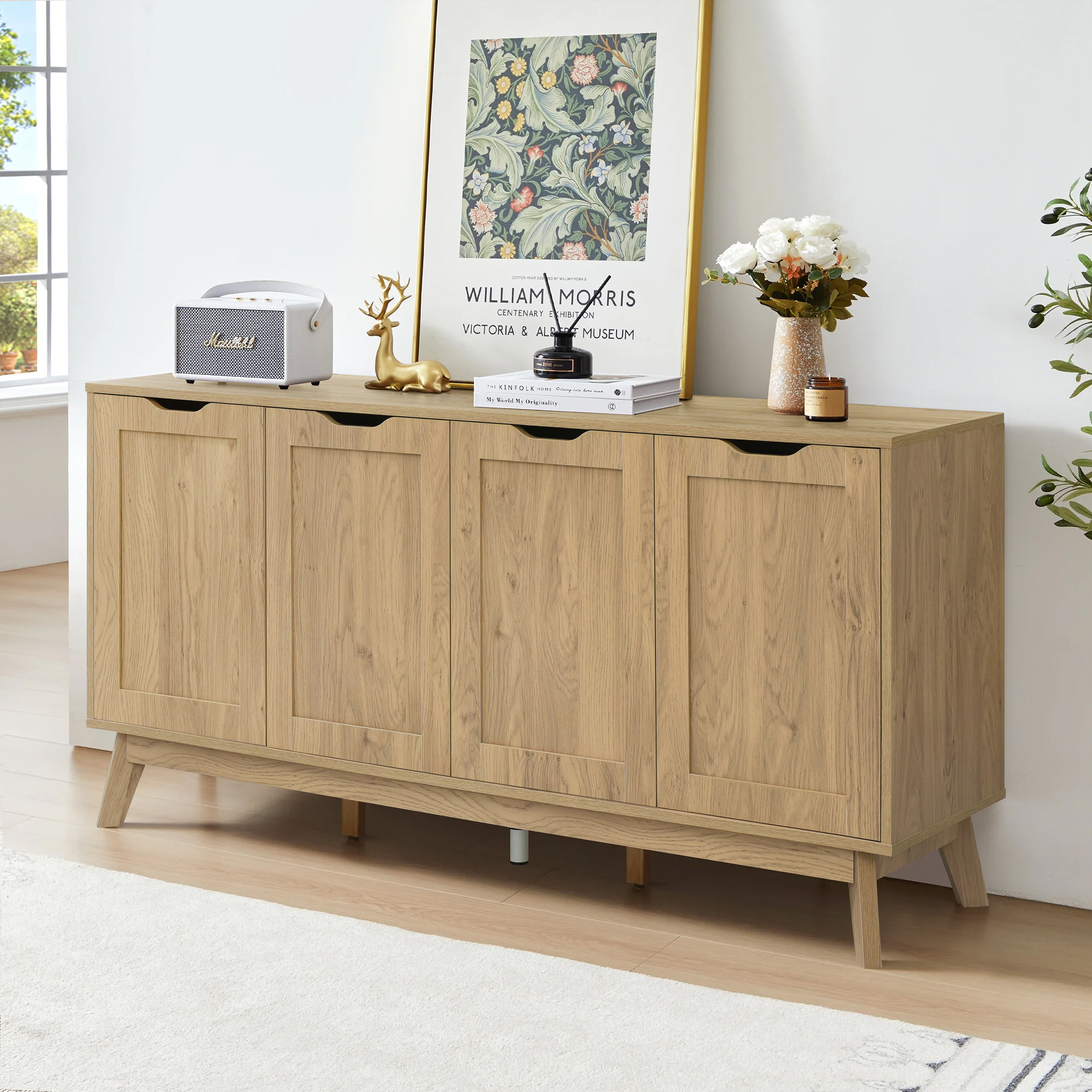George Oliver Nordica Large Buffet Sideboard Cabinet with Storages, 60 ...