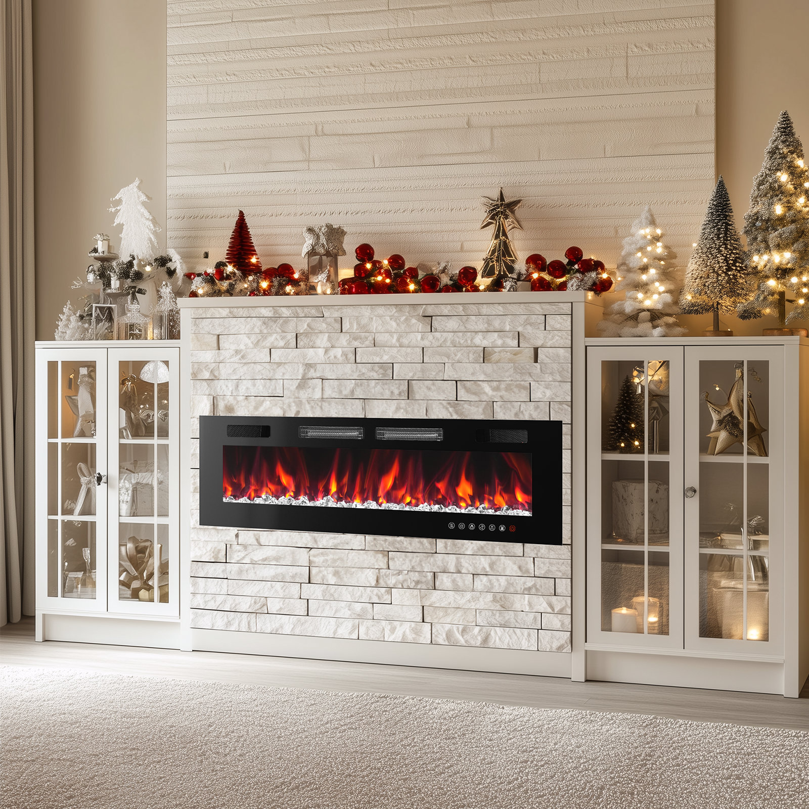 Symple Stuff Addam 50"W Recessed & Wall Mounted Electric Fireplace ...