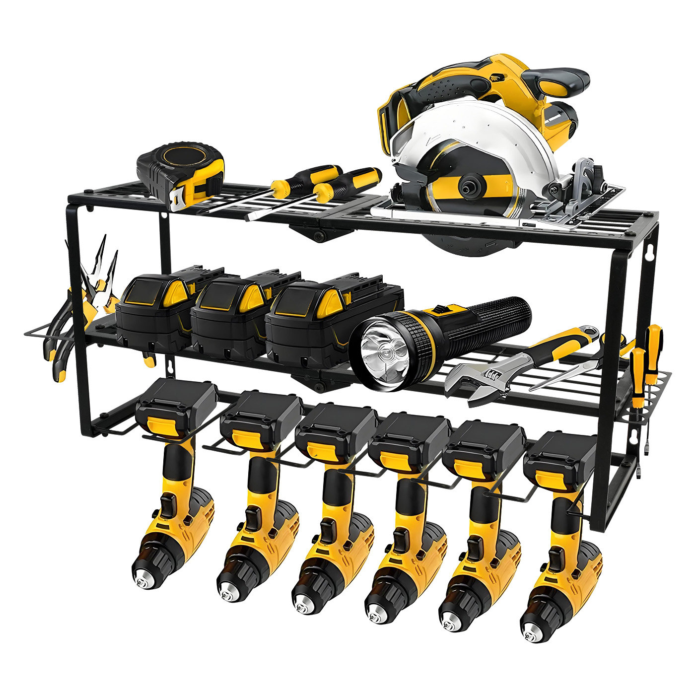 Rebrilliant 3-Tier Heavy-Duty Metal Power Tool Storage Rack, Wall ...