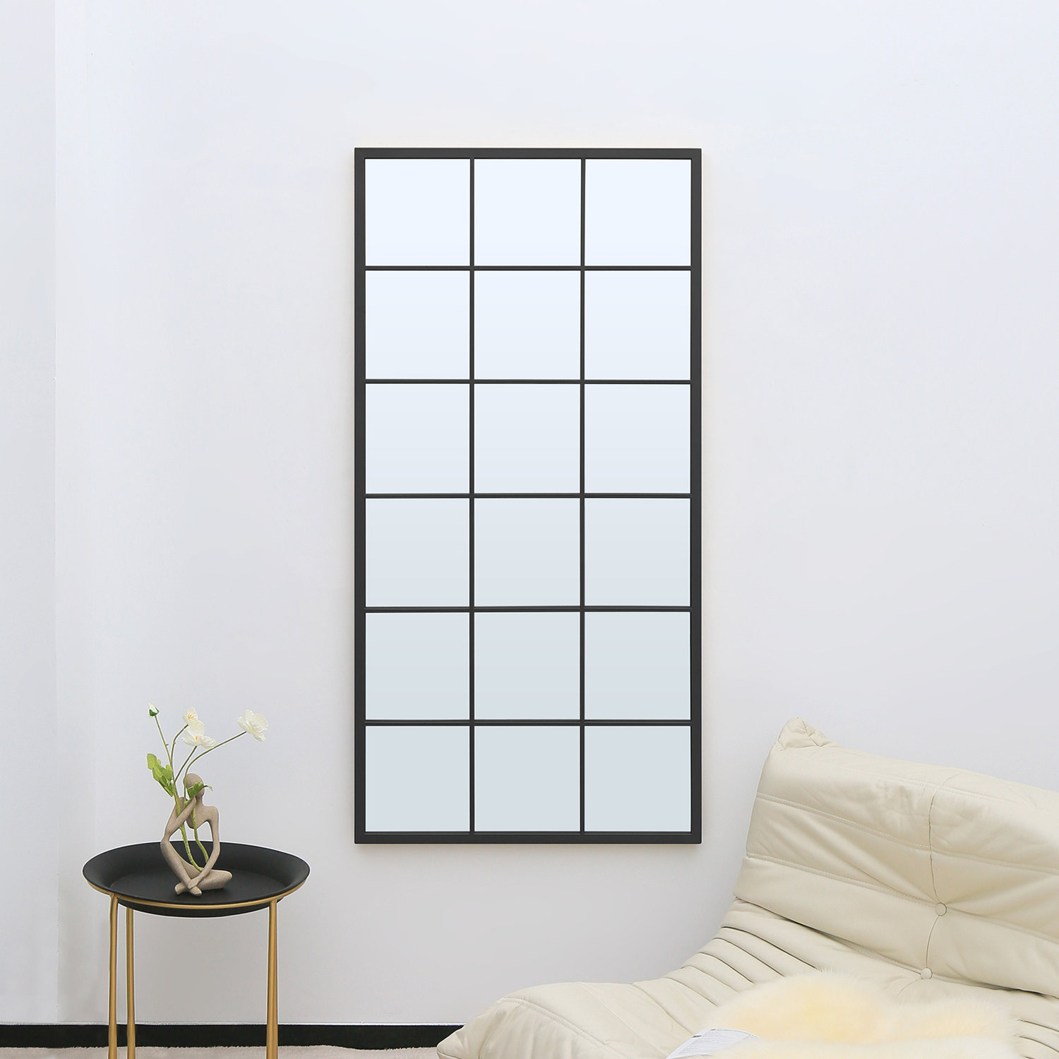Latitude Run® Decorative Large Rectangle Metal Window Pane Wall Mirror ...