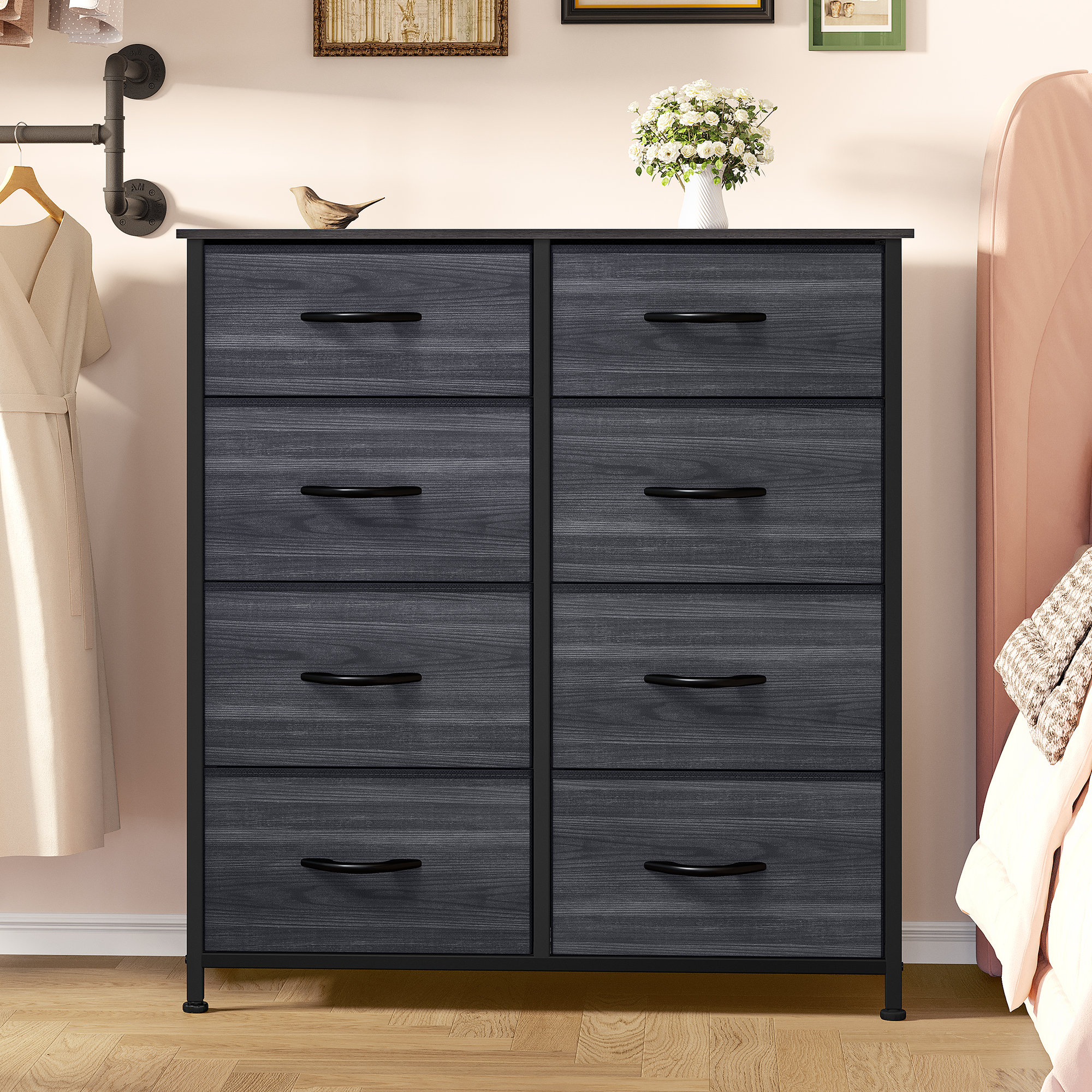 Wade Logan® Abitha 8 Drawer 33.9" W Double Dresser & Reviews | Wayfair