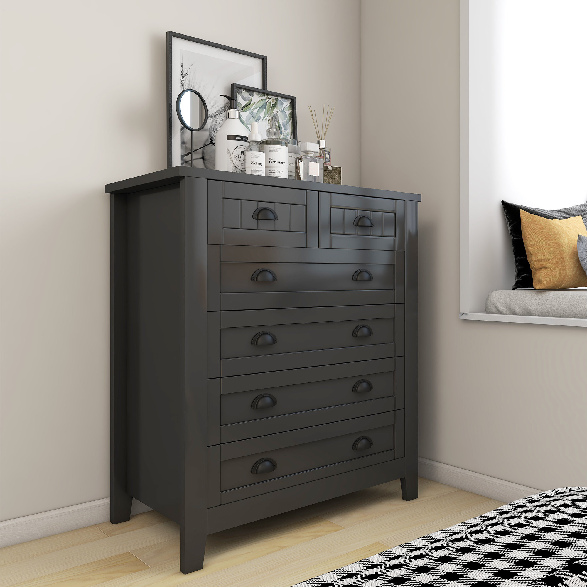 August Grove Alazia 6 Drawer 33.9" W Tall Chest of Drawers for Bedroom ...