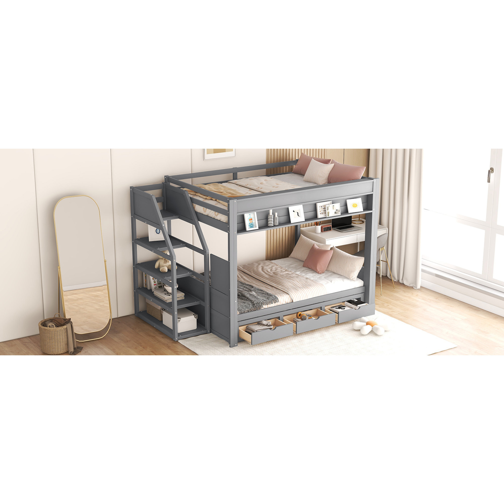 Harriet Bee "full size convertible bunk bed: multifunctional design ...