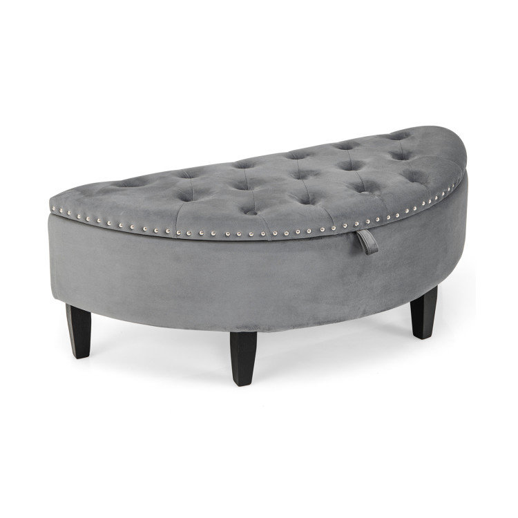 Red Barrel Studio® Half Moon Storage Bench with Rubber Wood Legs | Wayfair