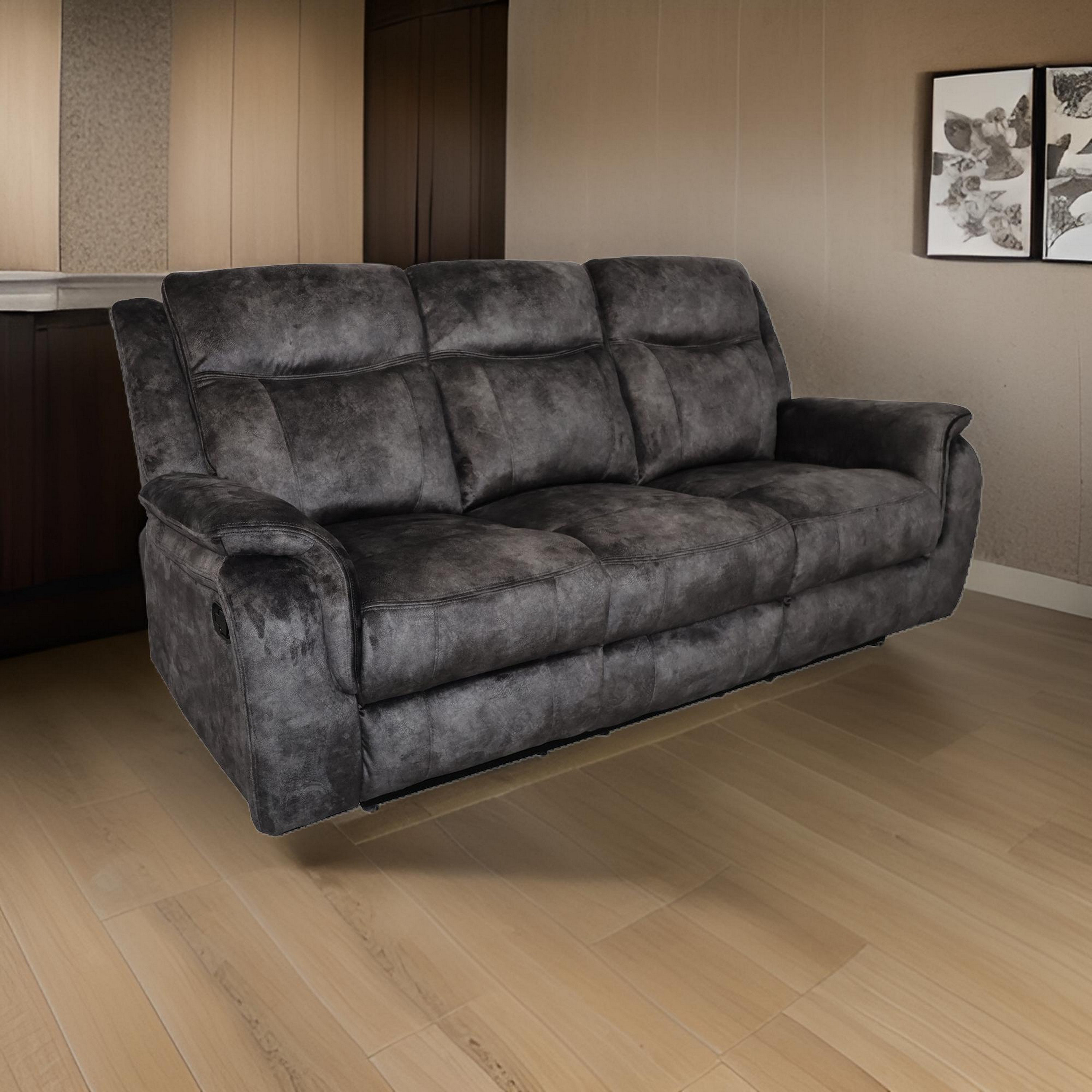 Wade Logan® Calissa 82 Inch Sofa With Dual Power Recliners Gray Faux ...