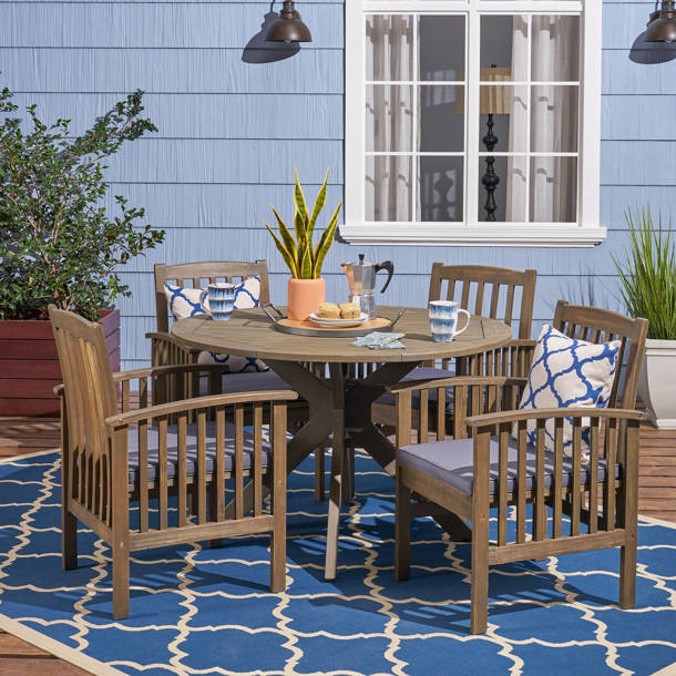 Beachcrest Home Tinnin 6 - Person Oval Outdoor Dining Set with Cushions ...