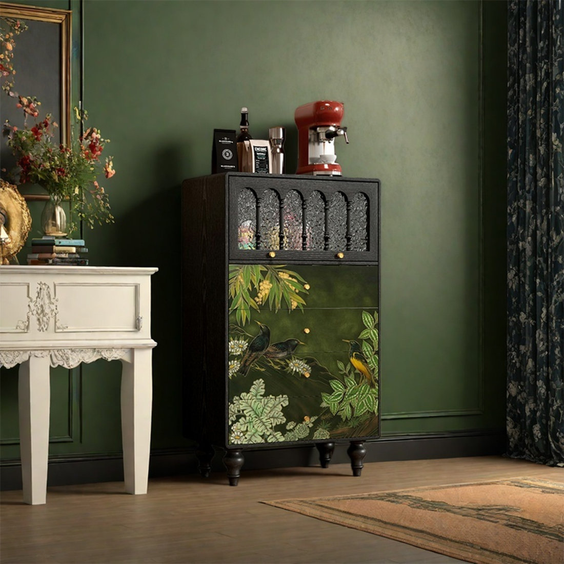 DURBIL Walnut Wood Storage Cabinet with Drawers and Door | Wayfair