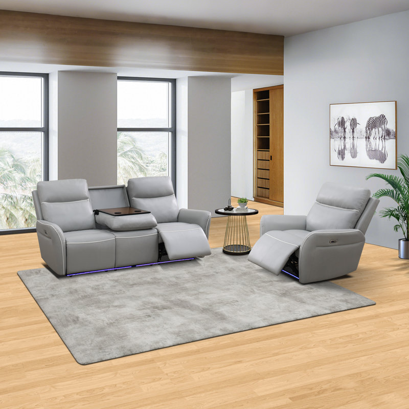 Ivy Bronx Electric 2-Piece Breathing Leather Living Room Recliner Set ...