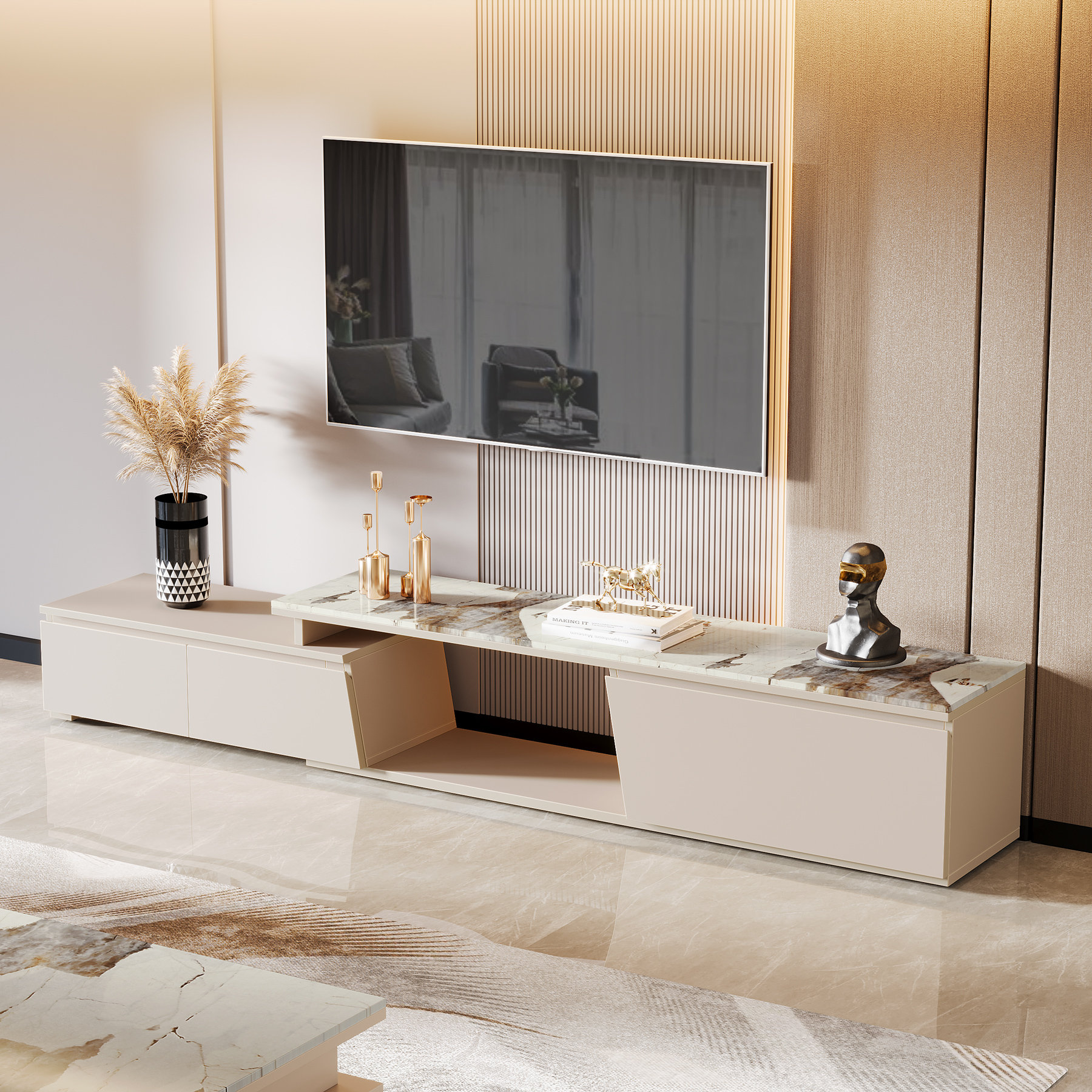 Wrought Studio™ Leacy Extendable TV Stand for TVs Up to 100"(Extendable ...