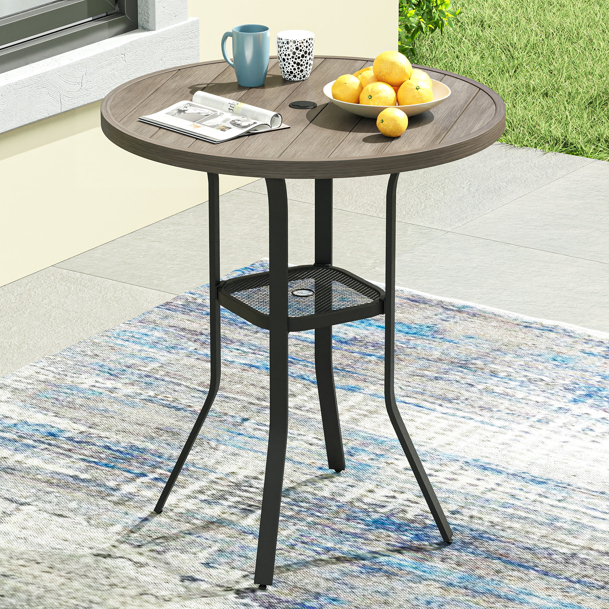 Winston Porter Readus Round 35.4'' Outdoor Bar Table | Wayfair