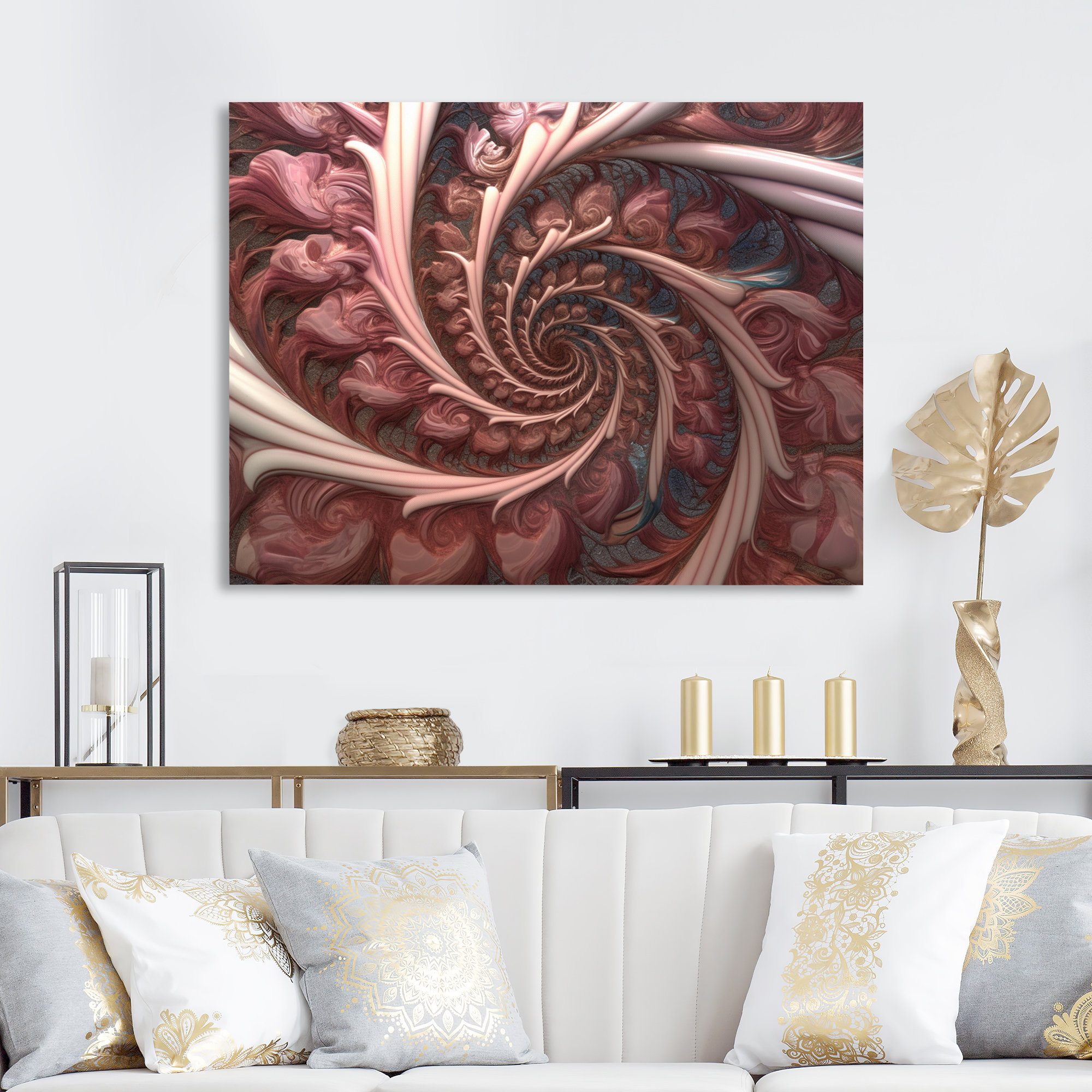 Bungalow Rose Pink Fractal Emanation II - Modern Geometric Metal Wall ...