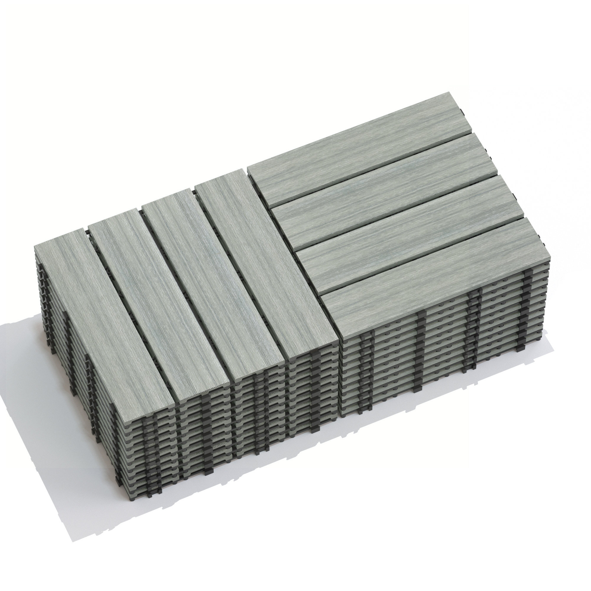 Serene Resin Wood-Plastic Composite Patio Deck Tiles DIY Interlocking ...