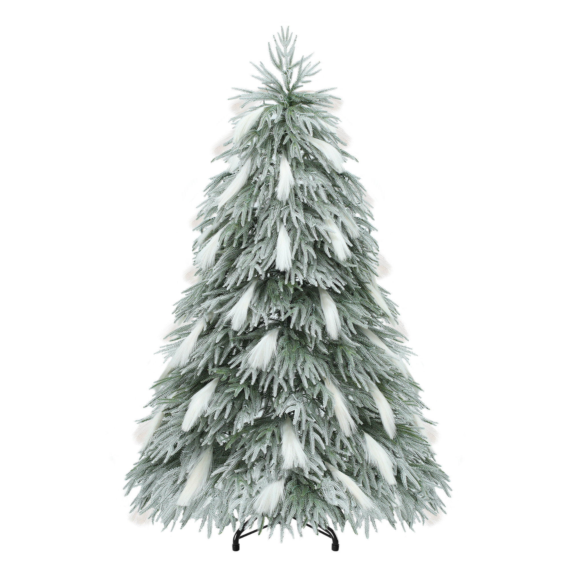 The Holiday Aisle® 6 Ft Pre-Lit Snow-Flocked Pampas Christmas Tree With ...