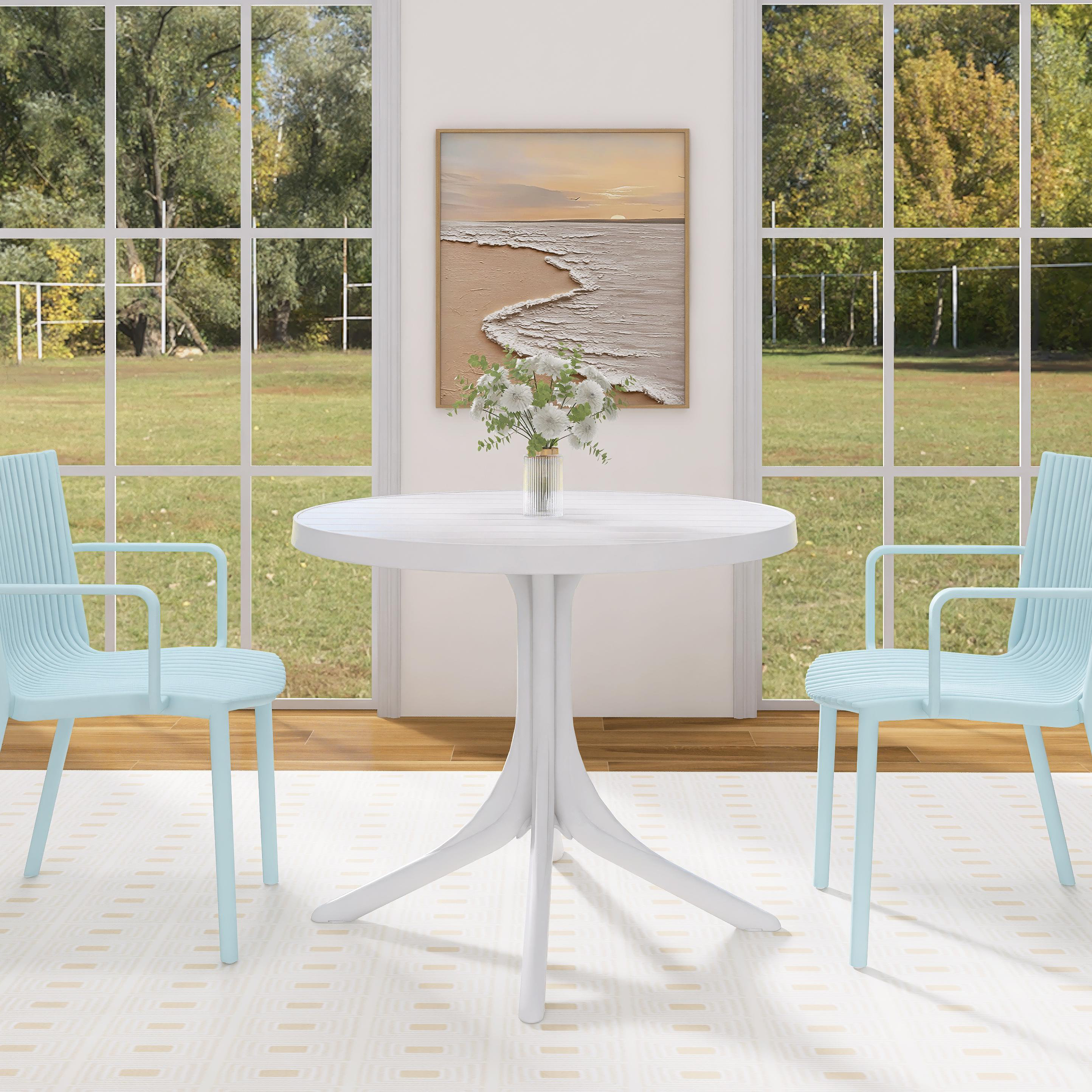 Latitude Run® 36 Inch Modern White Round Polypropylene Table, Indoor ...