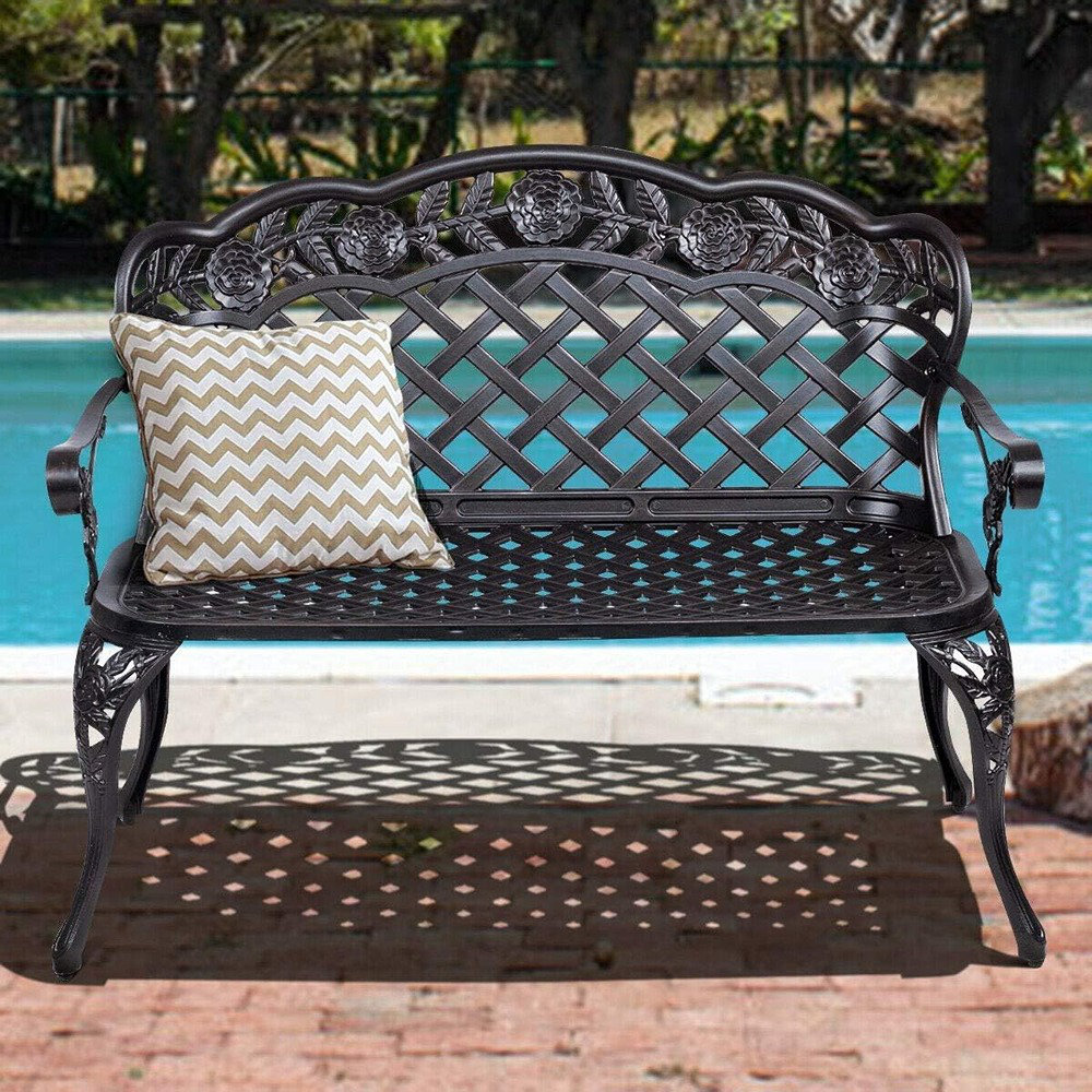 Bloomsbury Market Outdoor Furniture Cast Aluminum Antique Garden Bench ...