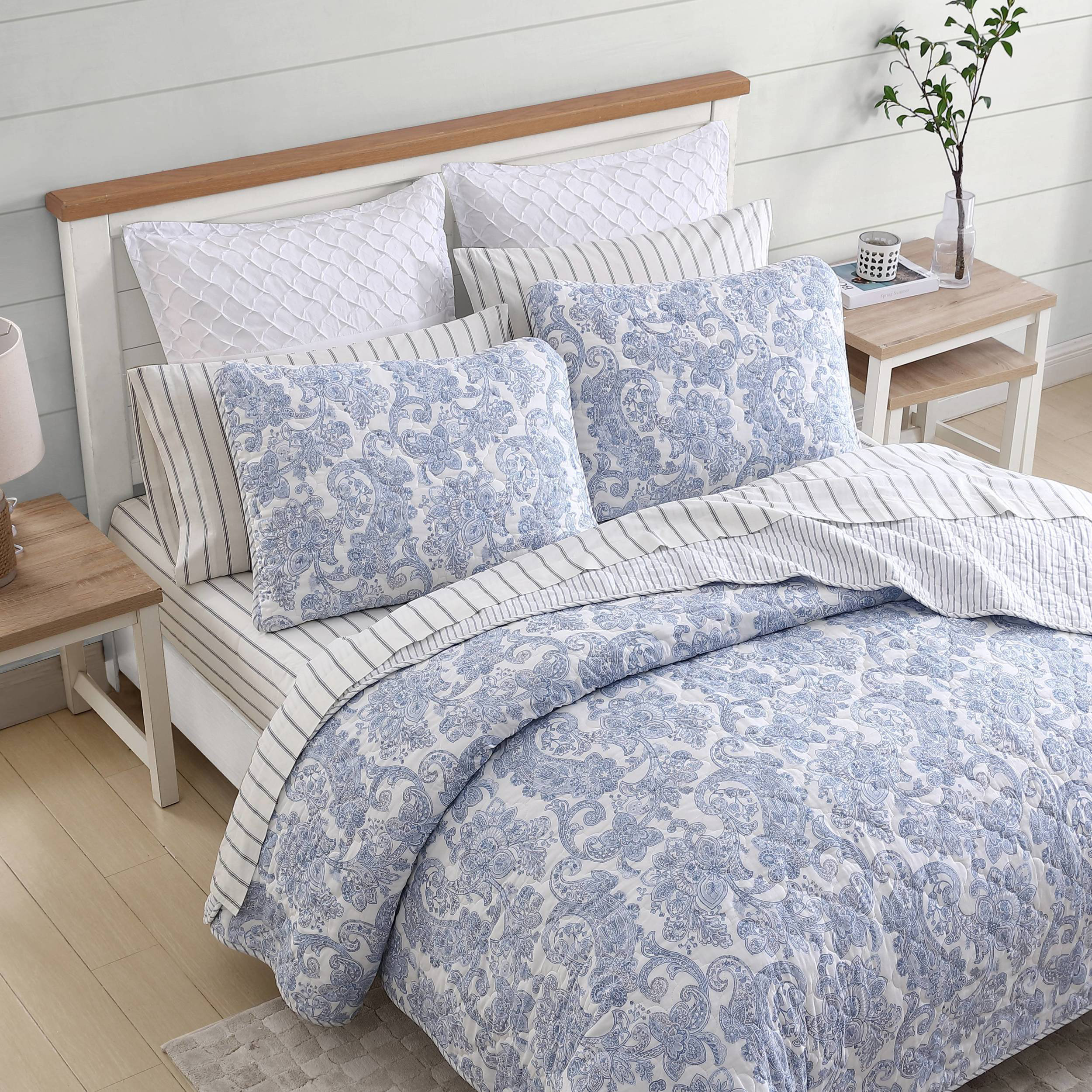 Stone Cottage Bedding Abingdon Stone Cottage Cotton Reversible Blue ...