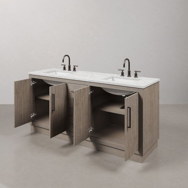 Water Creation Hugo 72 In. Double Sink Carrara White Marble Countertop ...