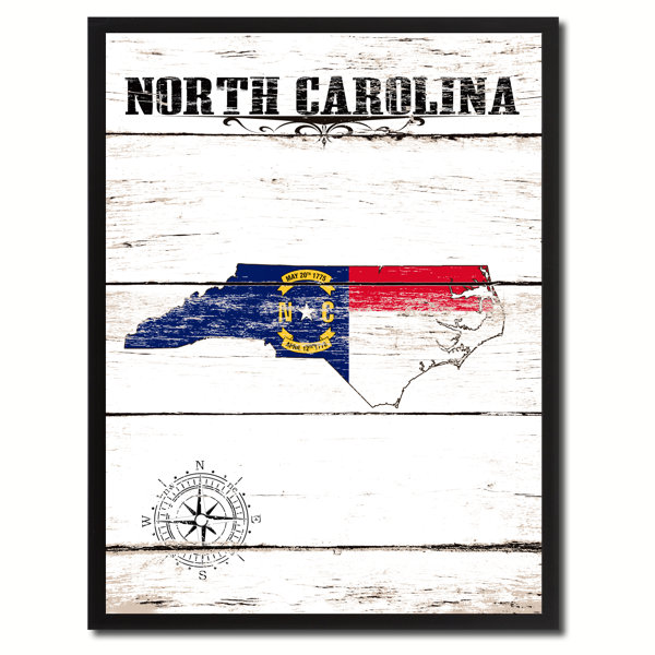 Wrought Studio North Carolina State Vintage Flag Picture Frame Graphic ...