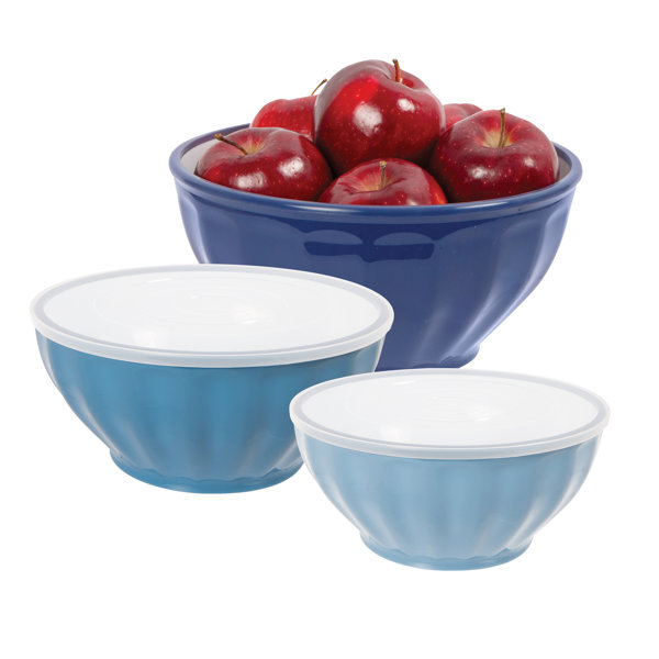 OGGI Set of 3 Ribbed Bowl Set with Lids - 1.6, 2.6, 3.7 Qt | Wayfair
