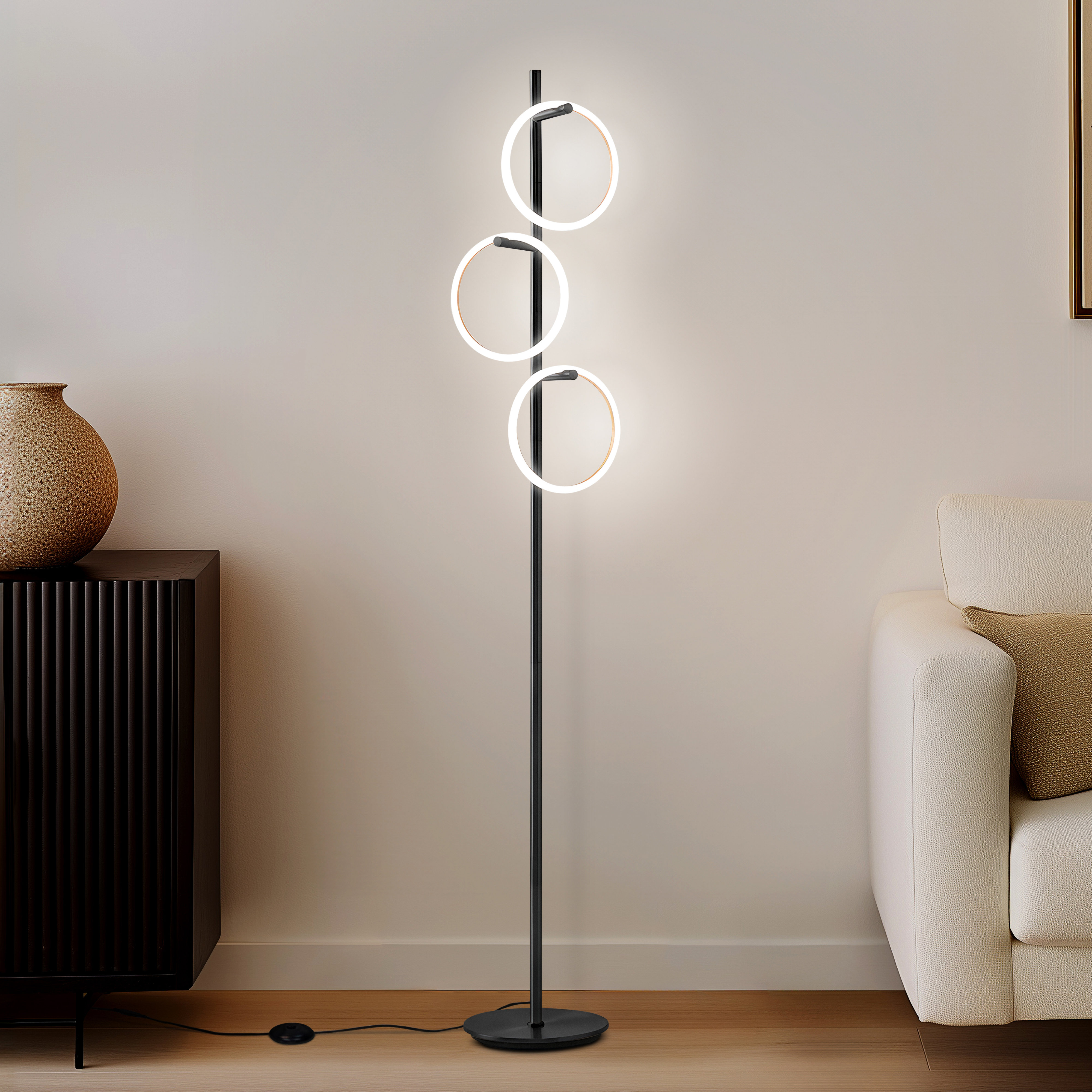 Brightech Saturn 66 in. Industrial 3-Light 3-Way Dimming LED Floor Lamp ...