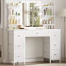 Fleur De Lis Living Dressing Table With Mirror, Vanity Desk With 3 ...