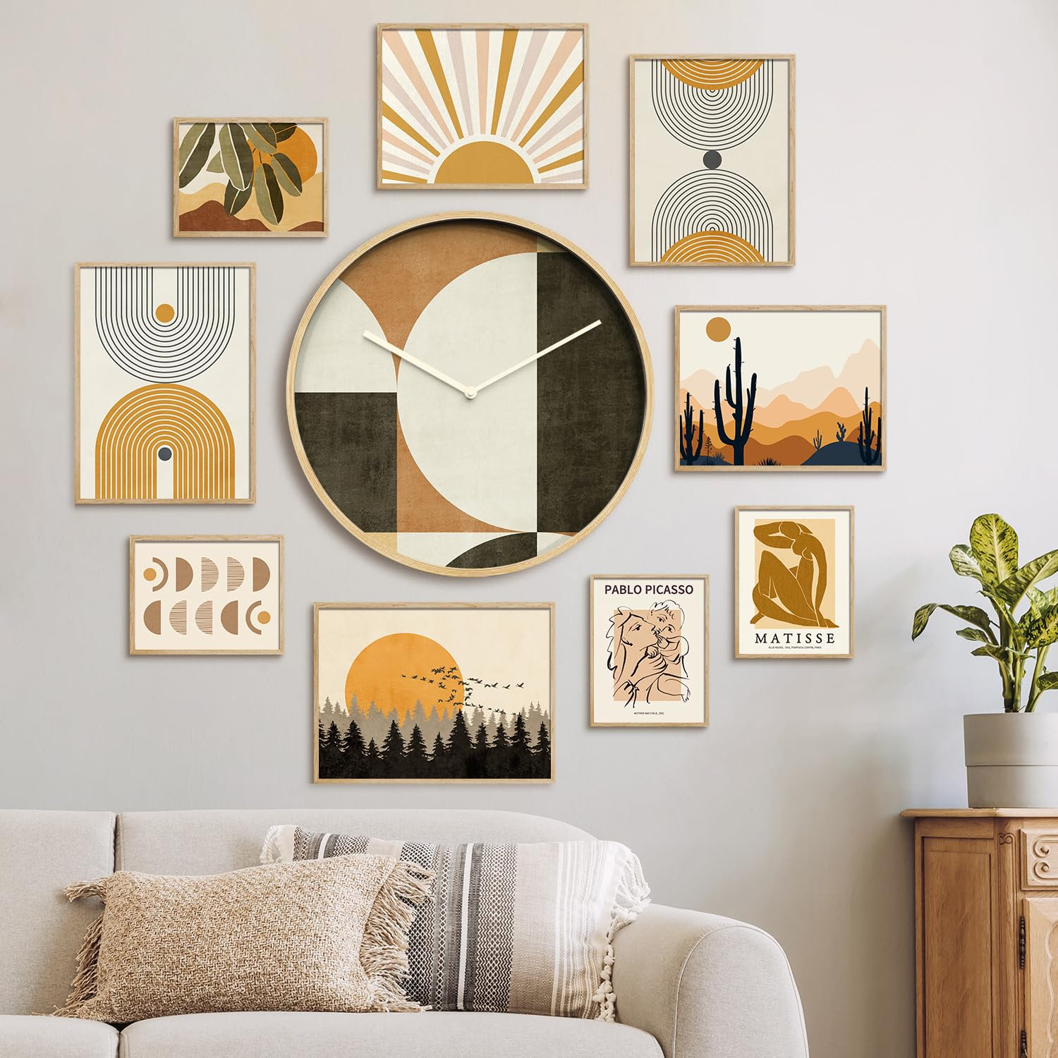 SIGNLEADER Boho Abstract Mountain Sunshine Illustrations Modern Home ...