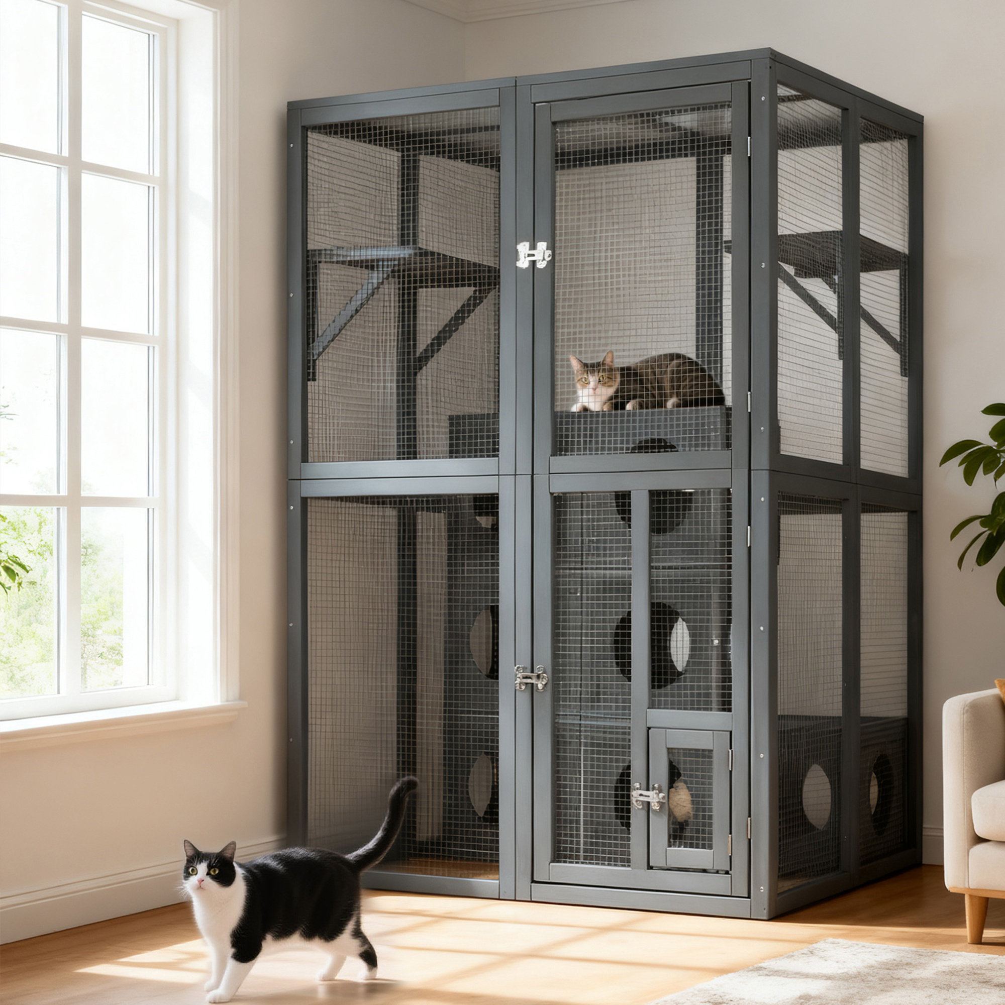 One Allium Way Catio Outdoor Cat Enclosure With Double Enter Doors ...