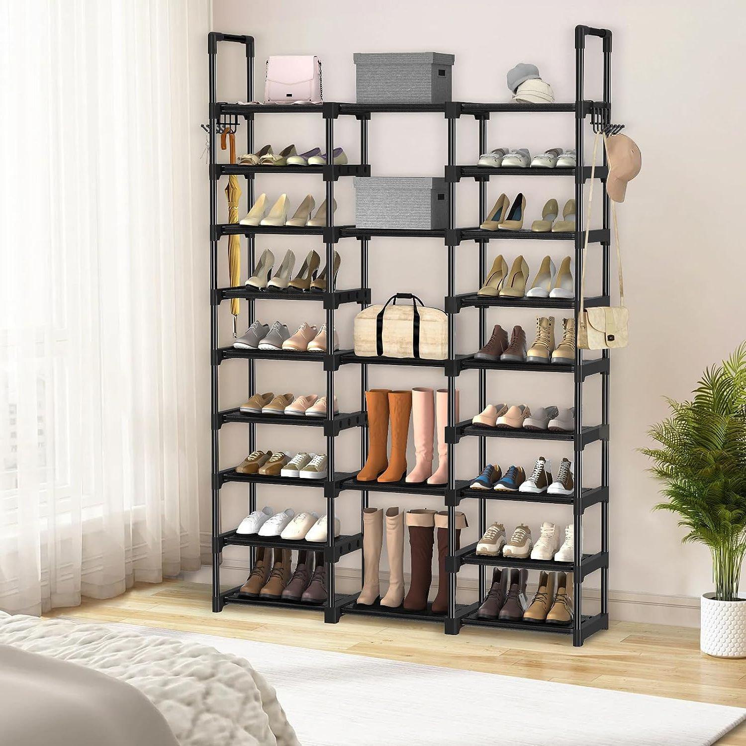 Rebrilliant 9 Tiers Shoe Rack Shoe Organizer Storage With Non-Woven ...