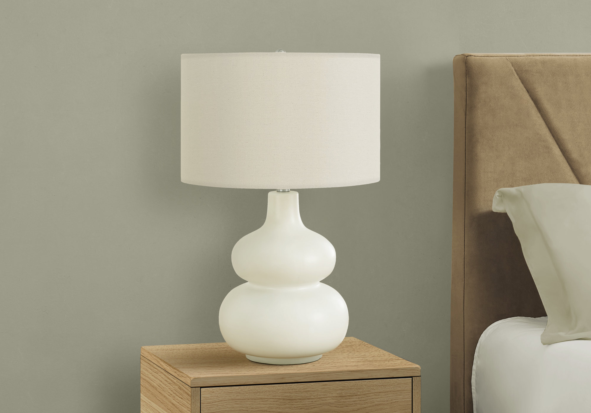 Ivy Bronx Lighting, 25"H, Table Lamp, Ivory / Cream Shade, Cream ...