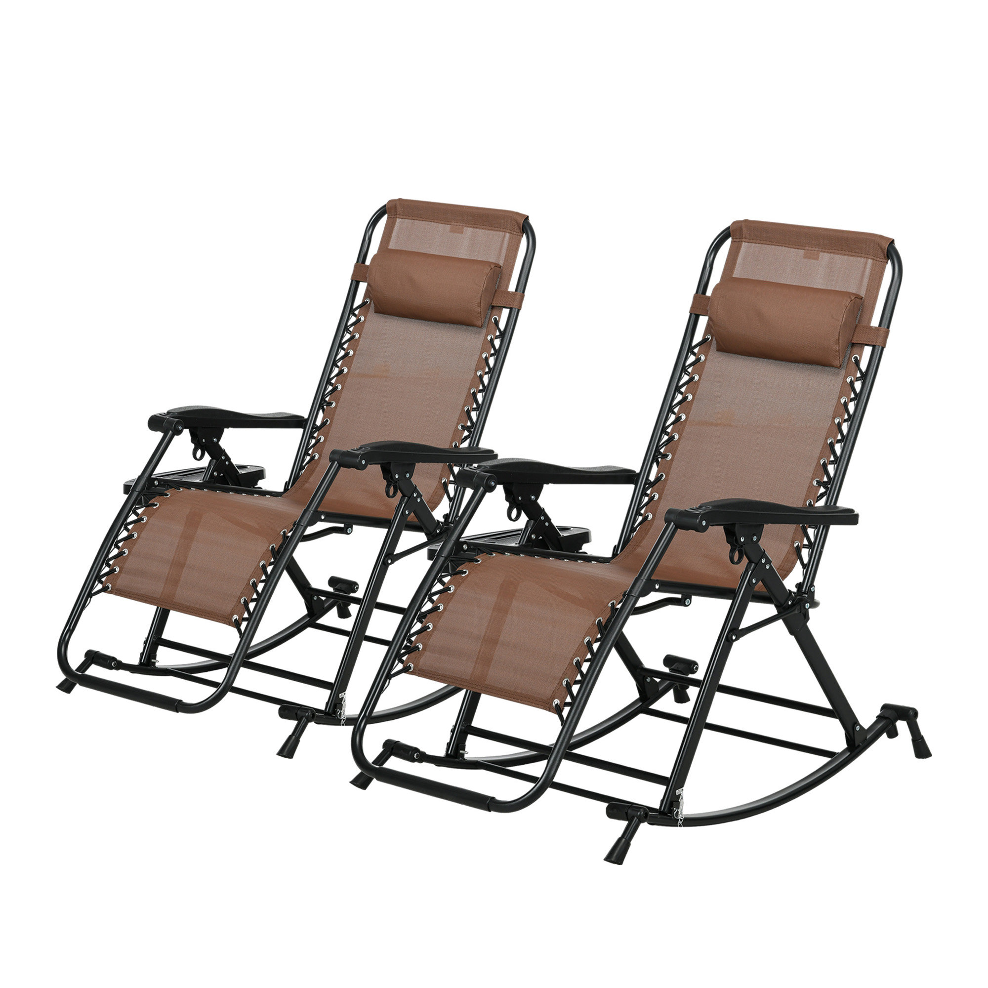 Arlmont & Co. Set Of 2 Outdoor Rocking Chairs, Foldable Reclining Zero ...