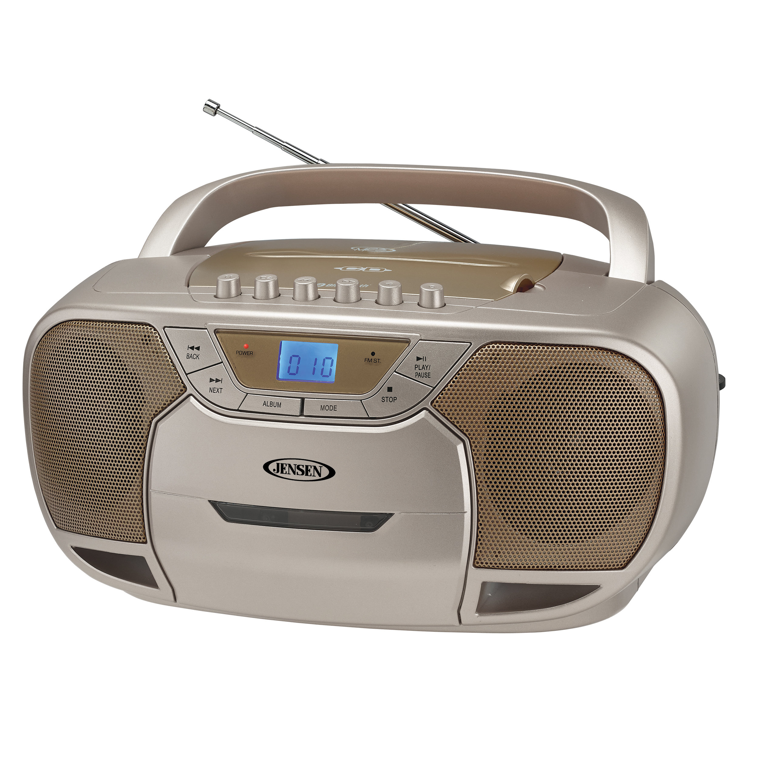 Jensen Portable Bluetooth Mp3 Cd Cassette Player Recorder With Am Fm