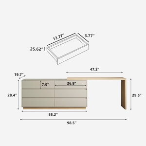 Hokku Designs Jahcari Reversible Industrial Wood Executive Workstation ...