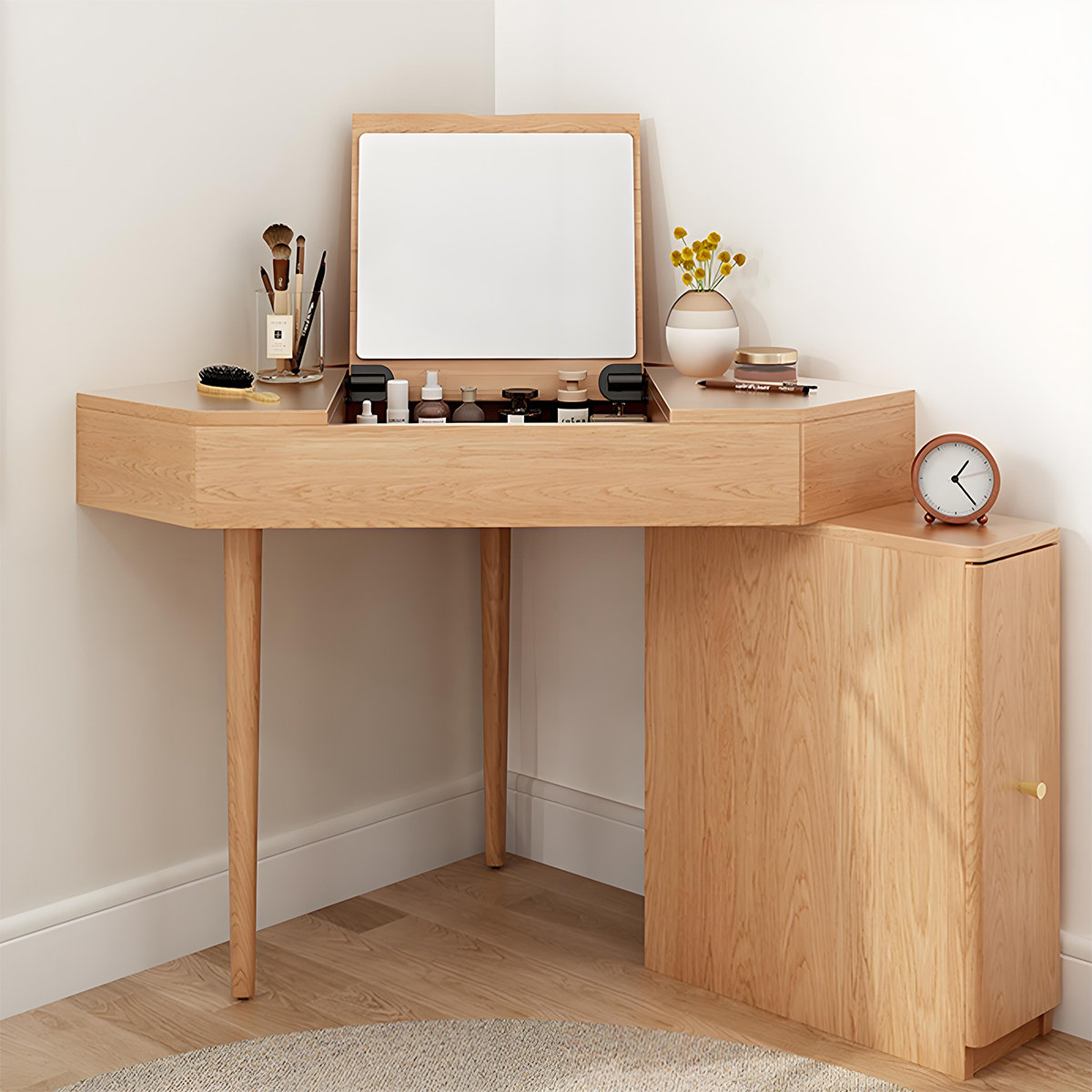 Corrigan Studio® Minimalist Solid Wood Corner Dressing Table | Wayfair