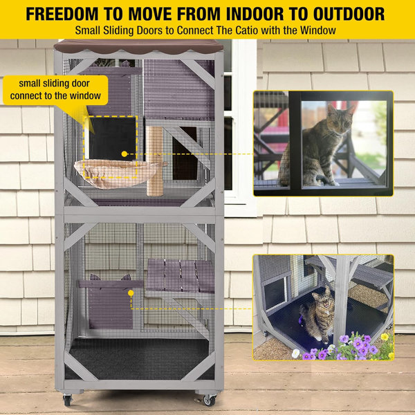 Archie & Oscar™ Camdyn Outdoor Cat Catio Enclosure with Wheels, Movable ...