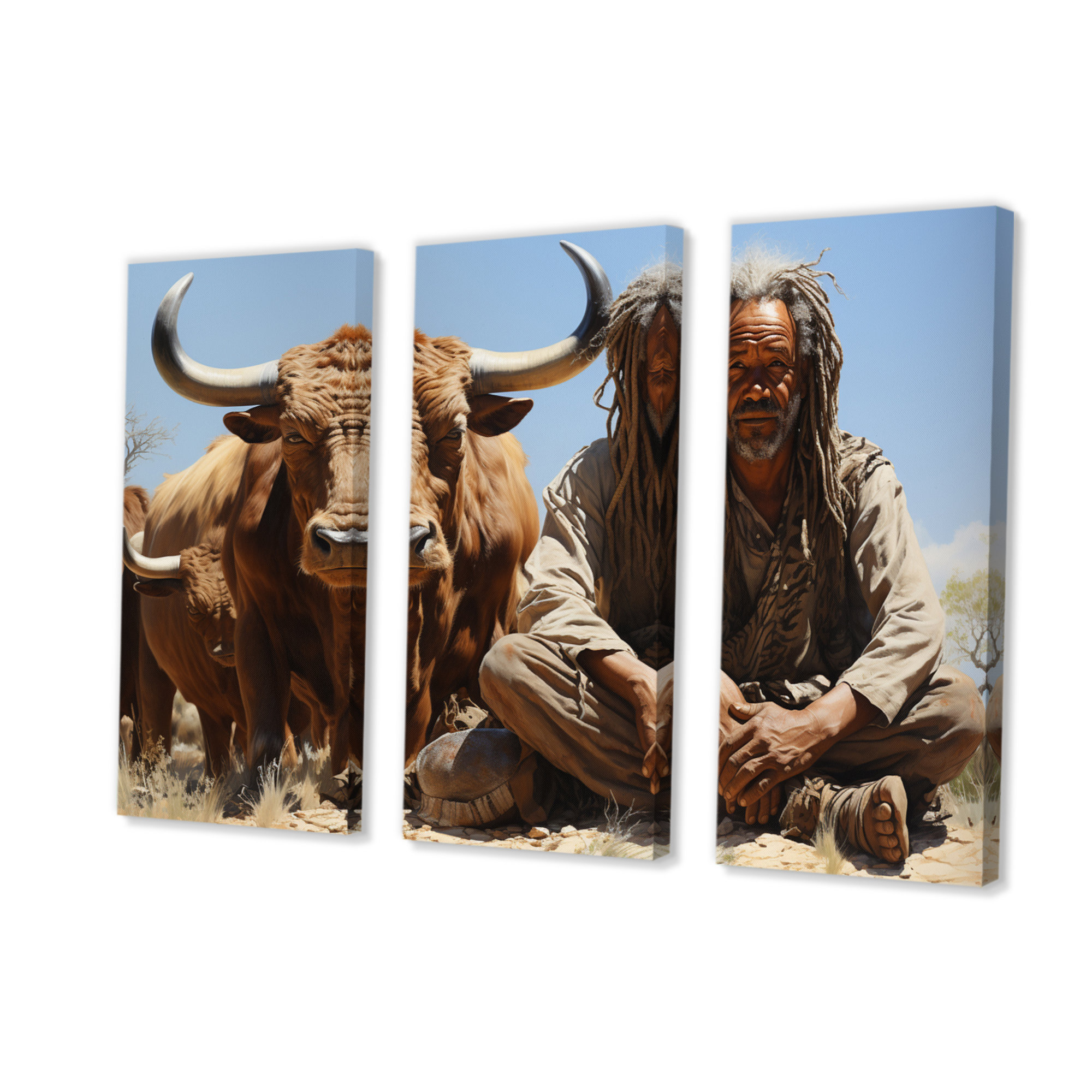 Union Rustic African Tribes Himba Nomadic II On Canvas 3 Pieces Print ...