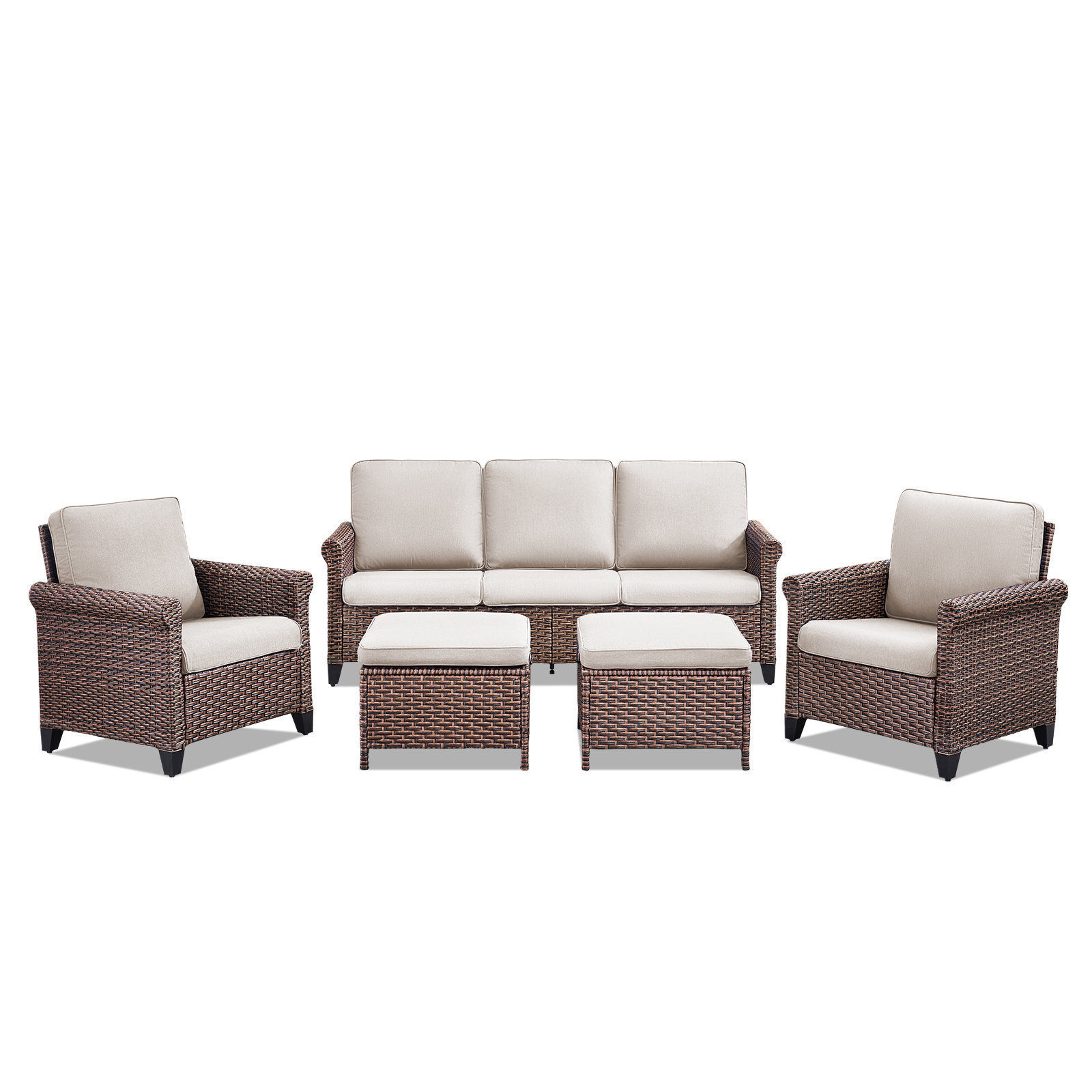 Latitude Run® Modern 5-Piece Balcony Conversation Set With Sofa, Lounge ...