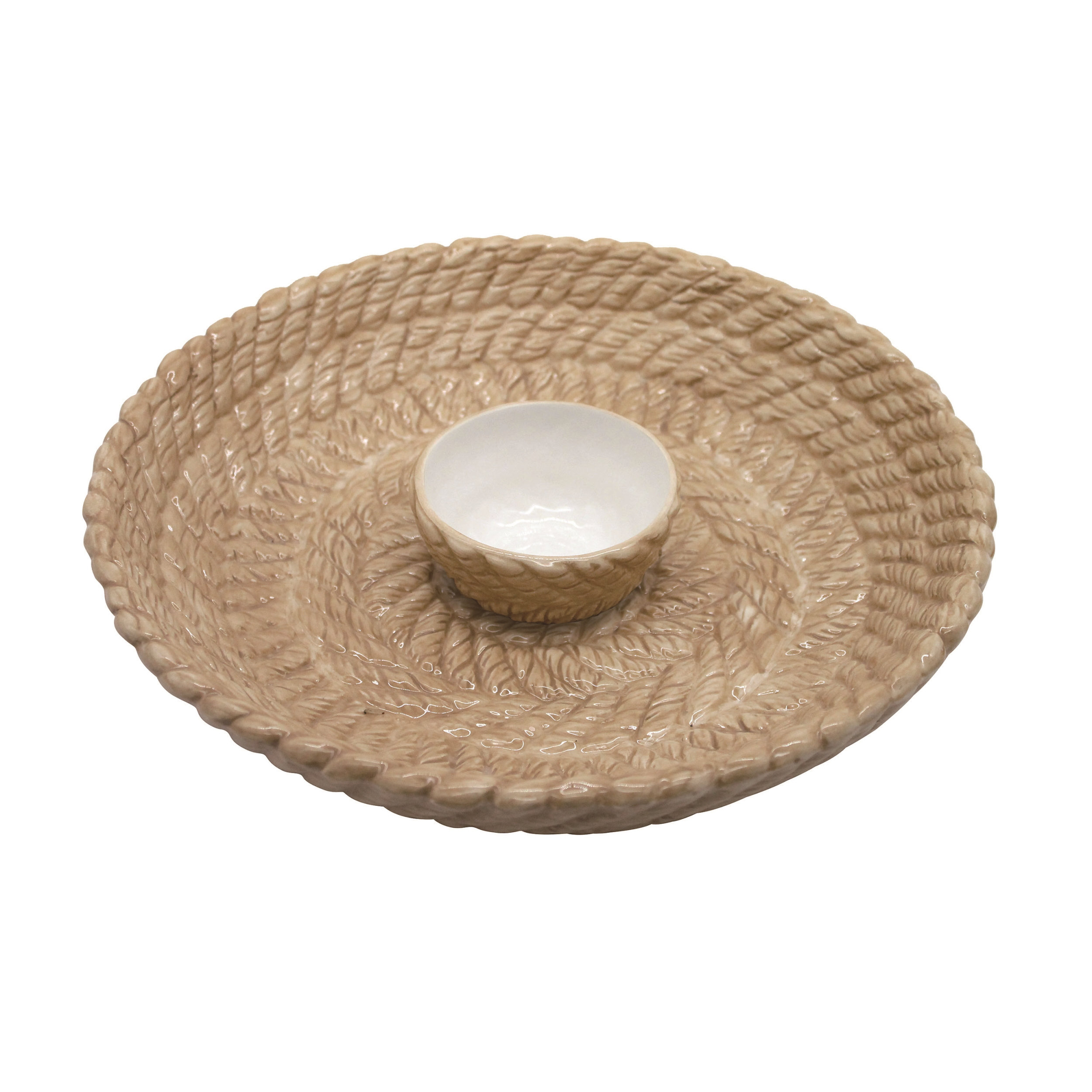 Bayou Breeze VIP Dolomite 12.25 in. Brown Woven Look Chip and Dip Set ...