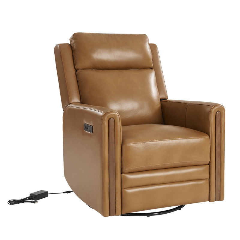 Hokku Designs Regazzi Genuine Leather Swivel Rocking Power Recliner ...