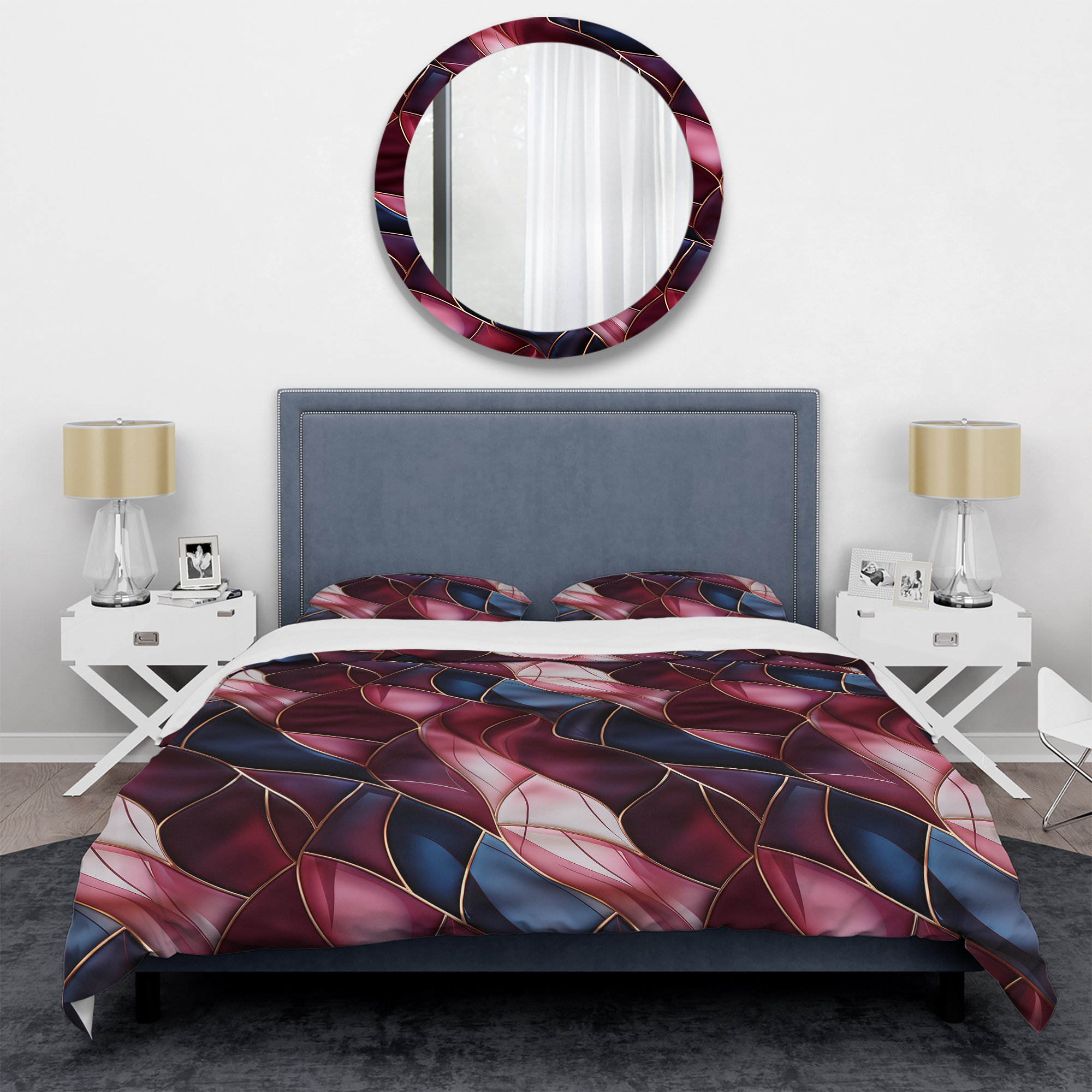 Design Art Radiant Glamour Deep Burgundy Marlbe - Marble Duvet Cover ...