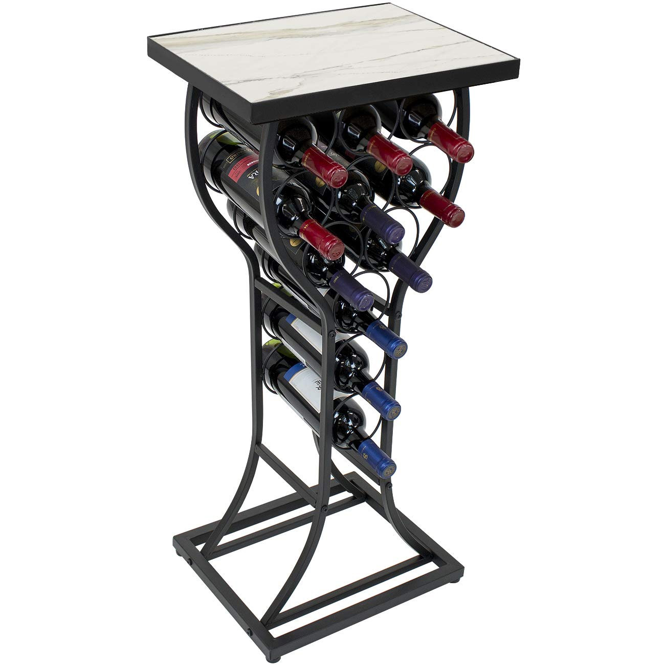Sorbus Metal Freestanding Wine Rack Console Table, Holds 11 Bottles ...
