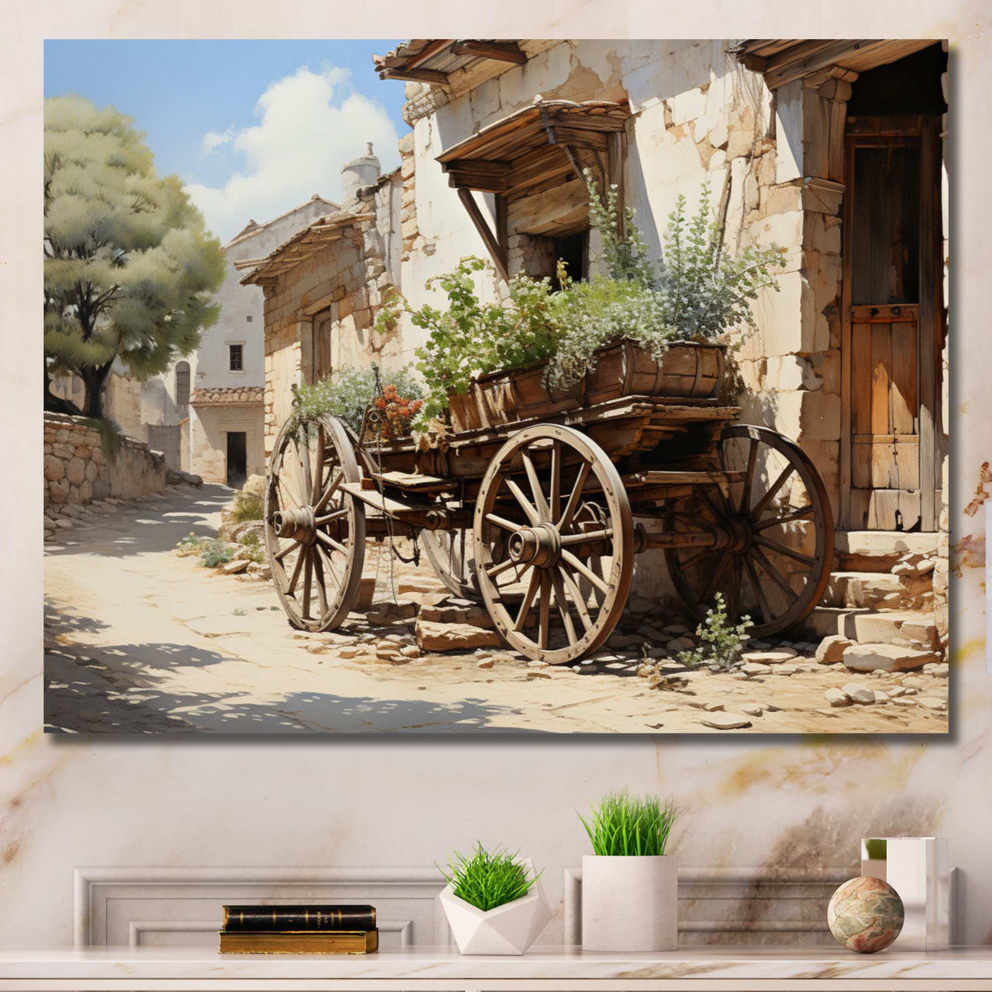 Rosalind Wheeler Brown Old Cart Wheels Of On Canvas Print | Wayfair