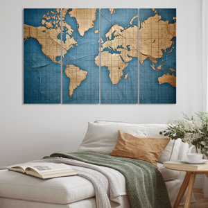 Design Art Ancient Map of the World VII - World Map Metal Wall Art Set ...
