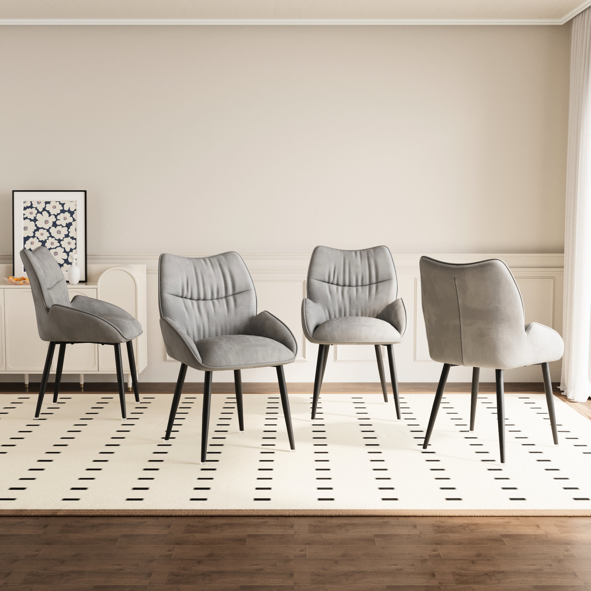 Hokku Designs 4Pcs Luxury Velvet Dining Chairs - Modern Style For Home ...