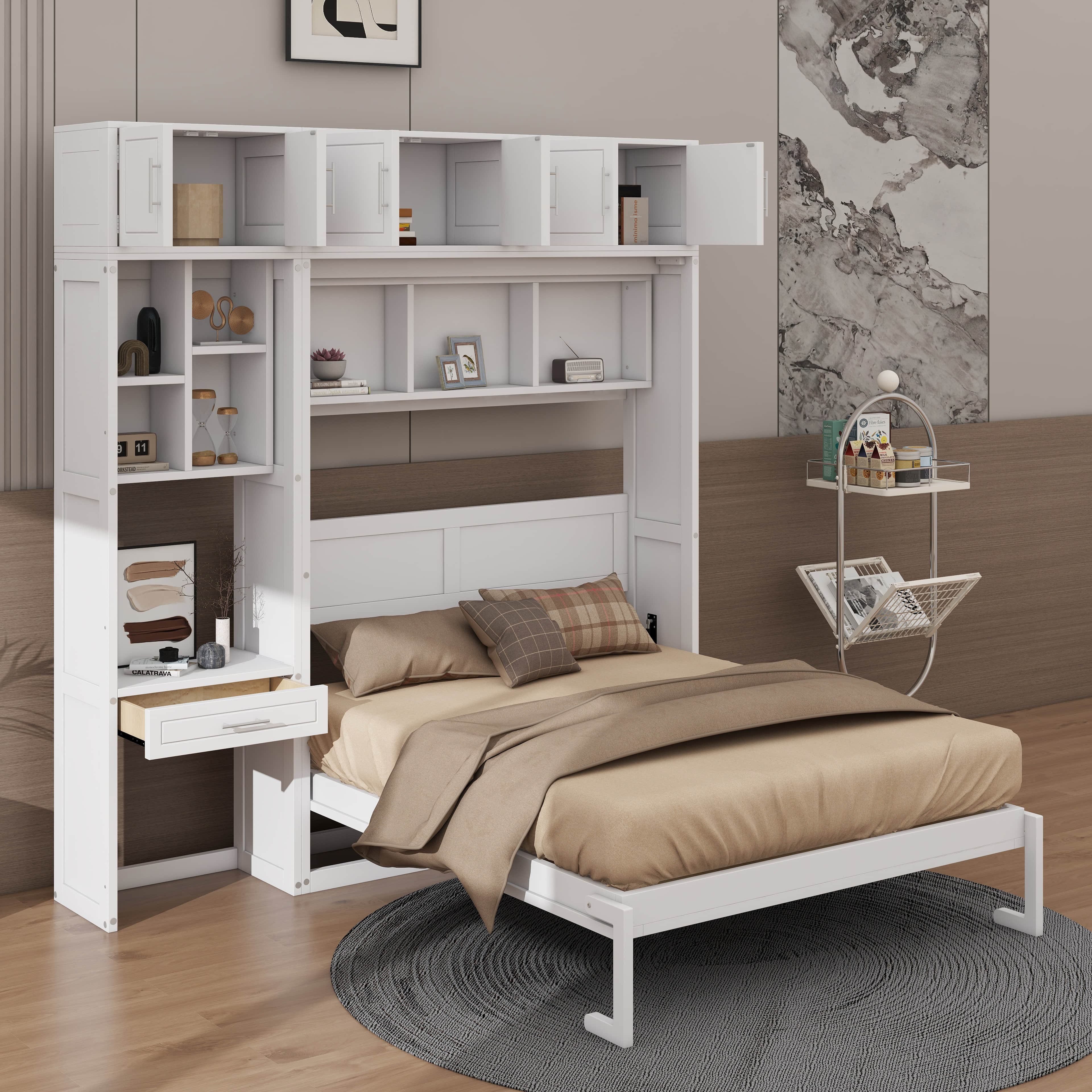 Latitude Run® Sumptuous Wall-Mounted Murphy Bed Combining Desk ...