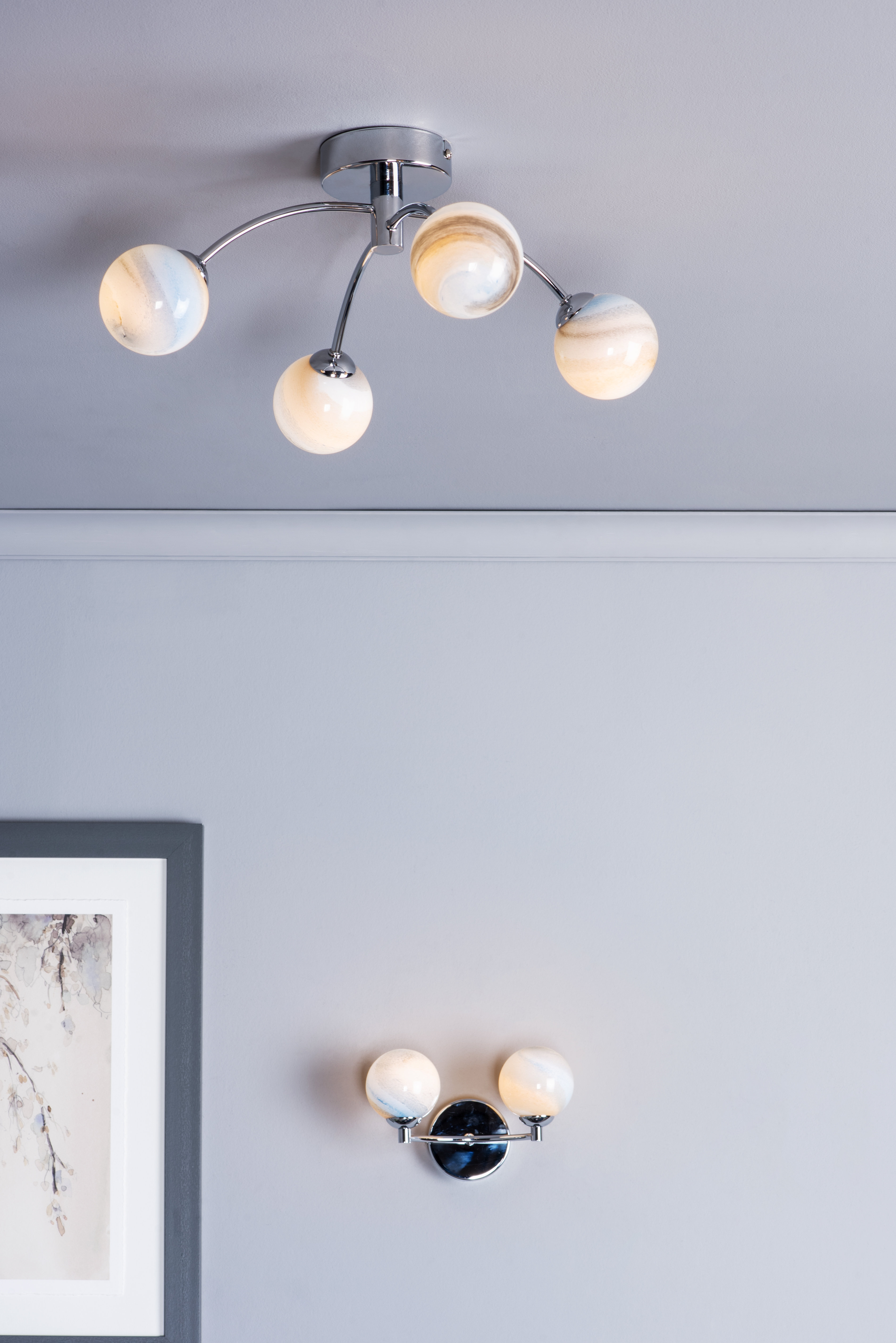 Corrigan Studio IZZY 4LT SEMI FLUSH POL CHR CW PLANET GLS | Wayfair.co.uk