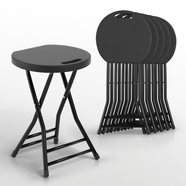 Inbox Zero Kyten 18" Plastic Foldable Round Stools, Collapsible Dining ...