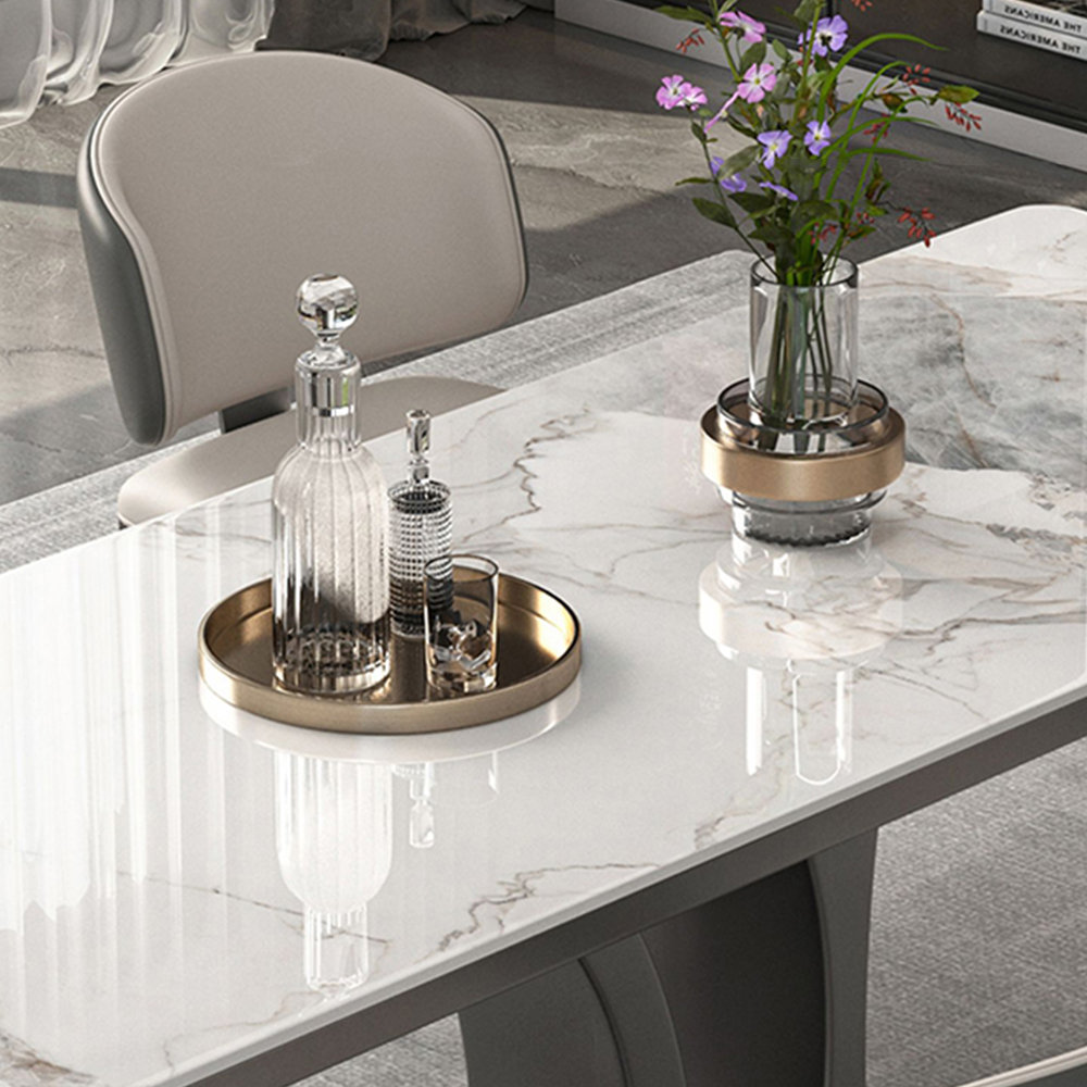 Graceful Nests Furnishings Rectangular stainless steel dining table set ...