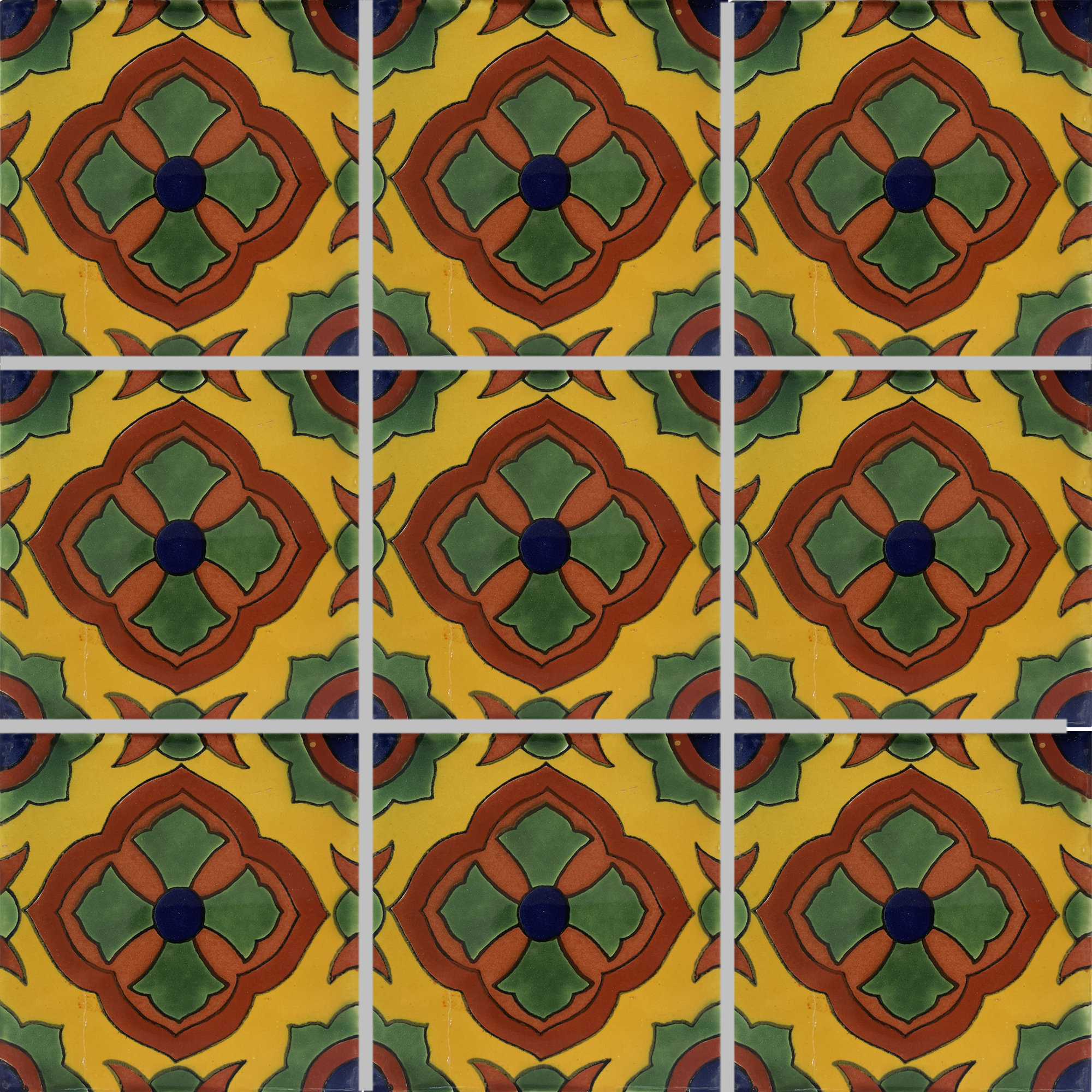 Fine Crafts Imports 4.2" x 4.2" 9pcs TalaMex Marsala Mexican Clay Tile ...